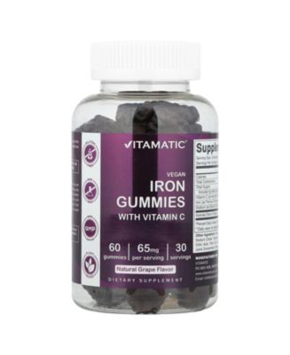Vitamatic Nutrition Iron Gummies with Vitamin C Natural Grape - 60 ...