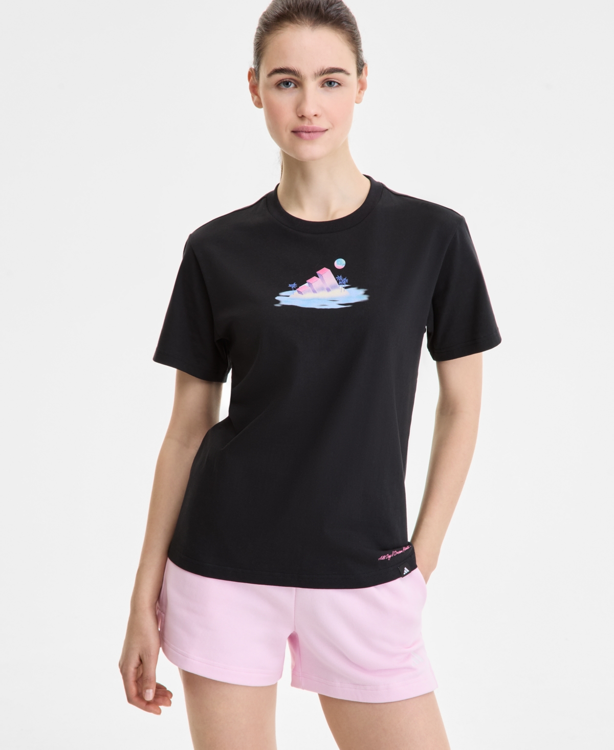 Click here for adidas Womens Cotton Logo-Graphic Crewneck T-Shirt... prices
