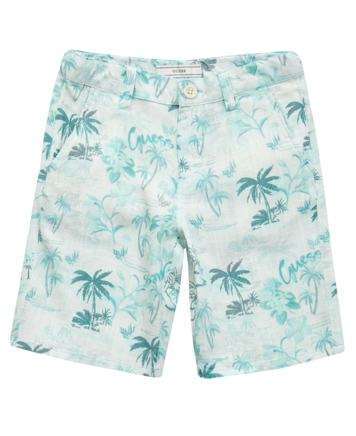 Click here for Guess Big Boys Printed Slub Linen Shorts - Blue prices
