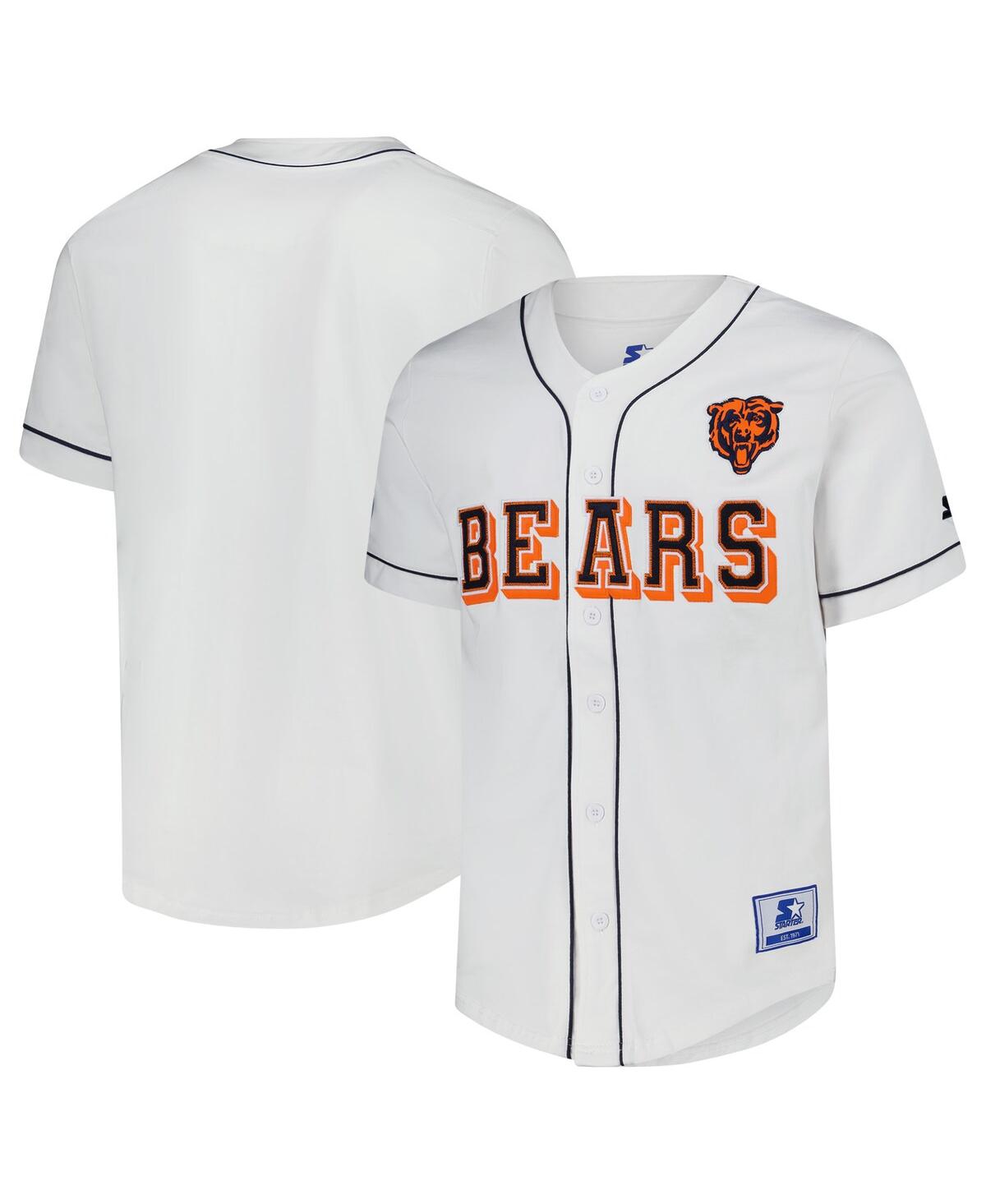 Click here for Starter Mens White Chicago Bears Relay Full-Button... prices