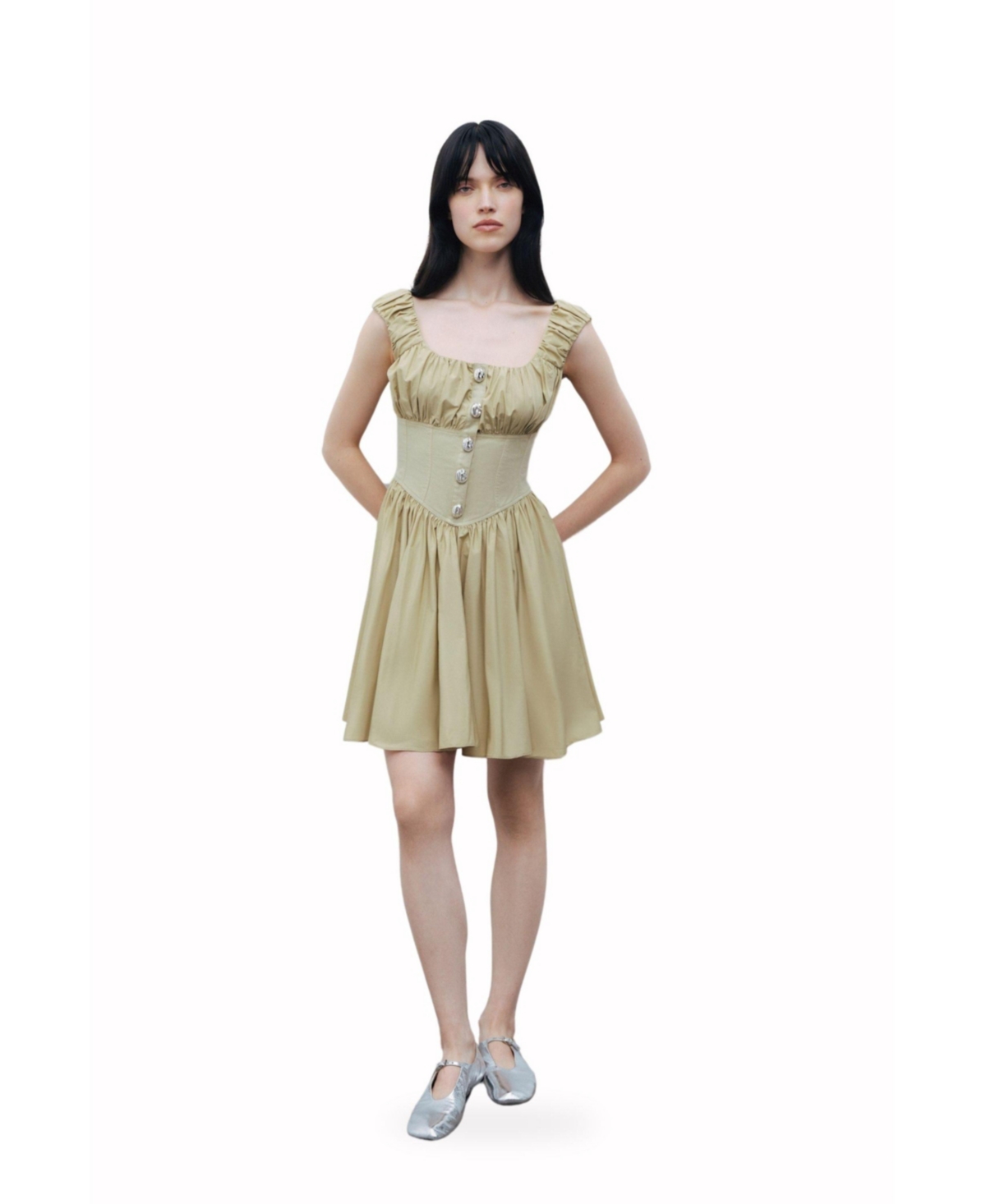 Click here for Nocturne Womens Corset Look Mini Dress - Olive gre... prices