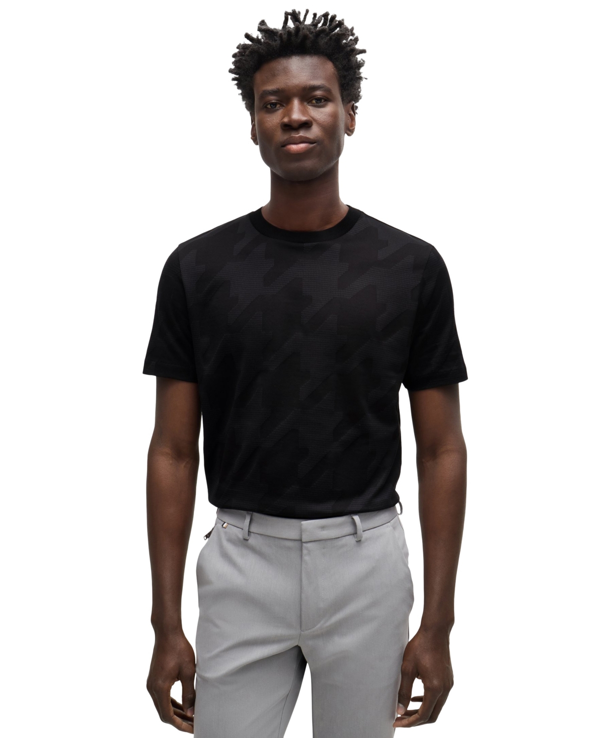Click here for Boss by Hugo Boss Mens Houndstooth Jacquard T-Shir... prices