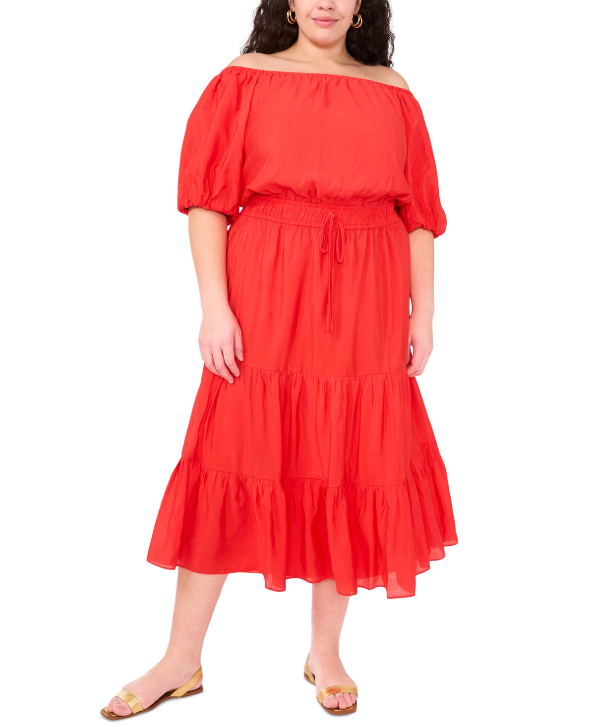 Click here for Vince Camuto Plus Size Off-the-Shoulder Midi Dress... prices