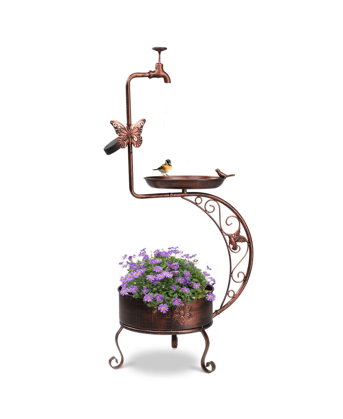 Click here for Vintage Metal Garden Bird Bath with Solar Lamp and... prices