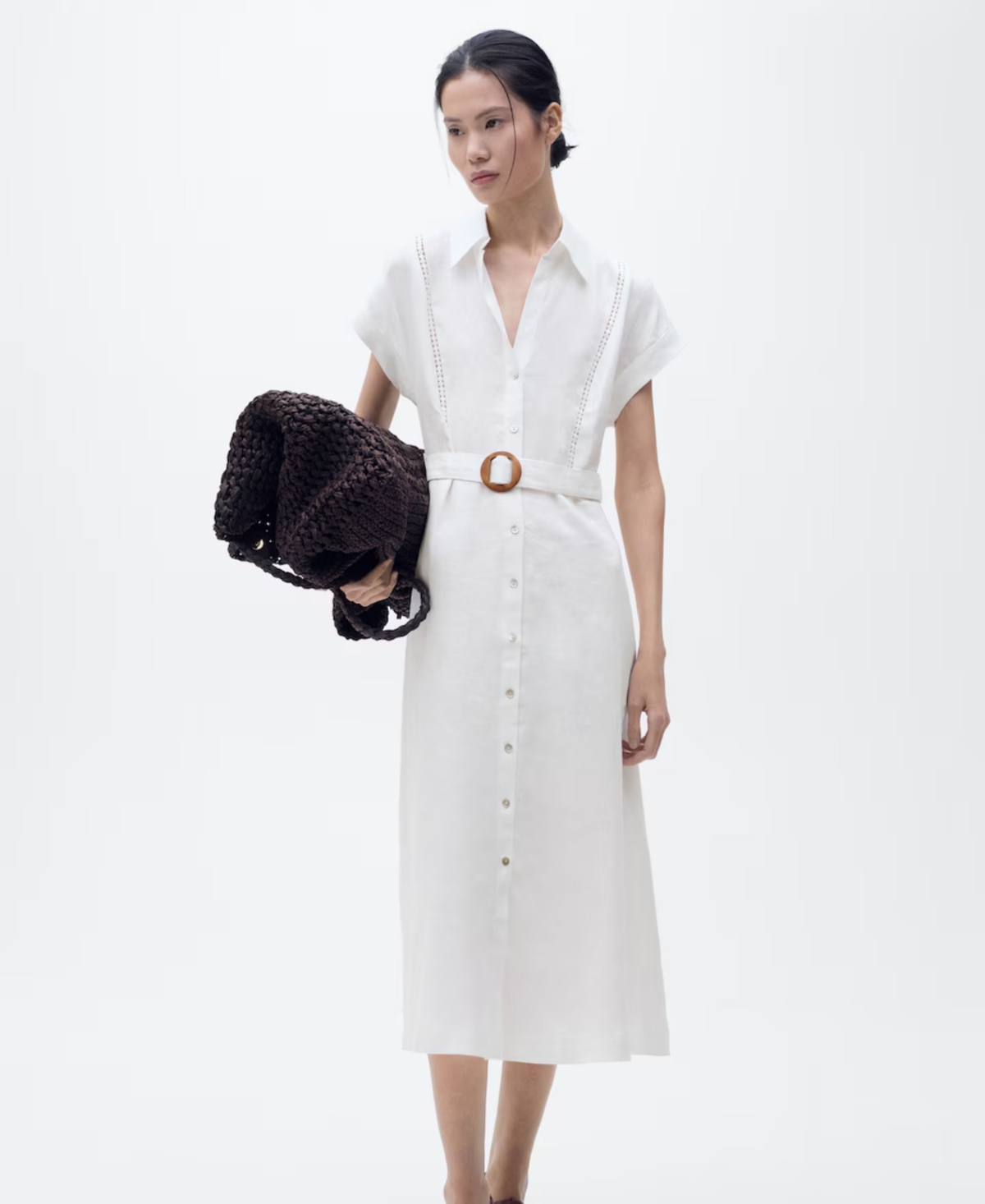 Click here for Mango Womens Linen Shirt Dress - White prices