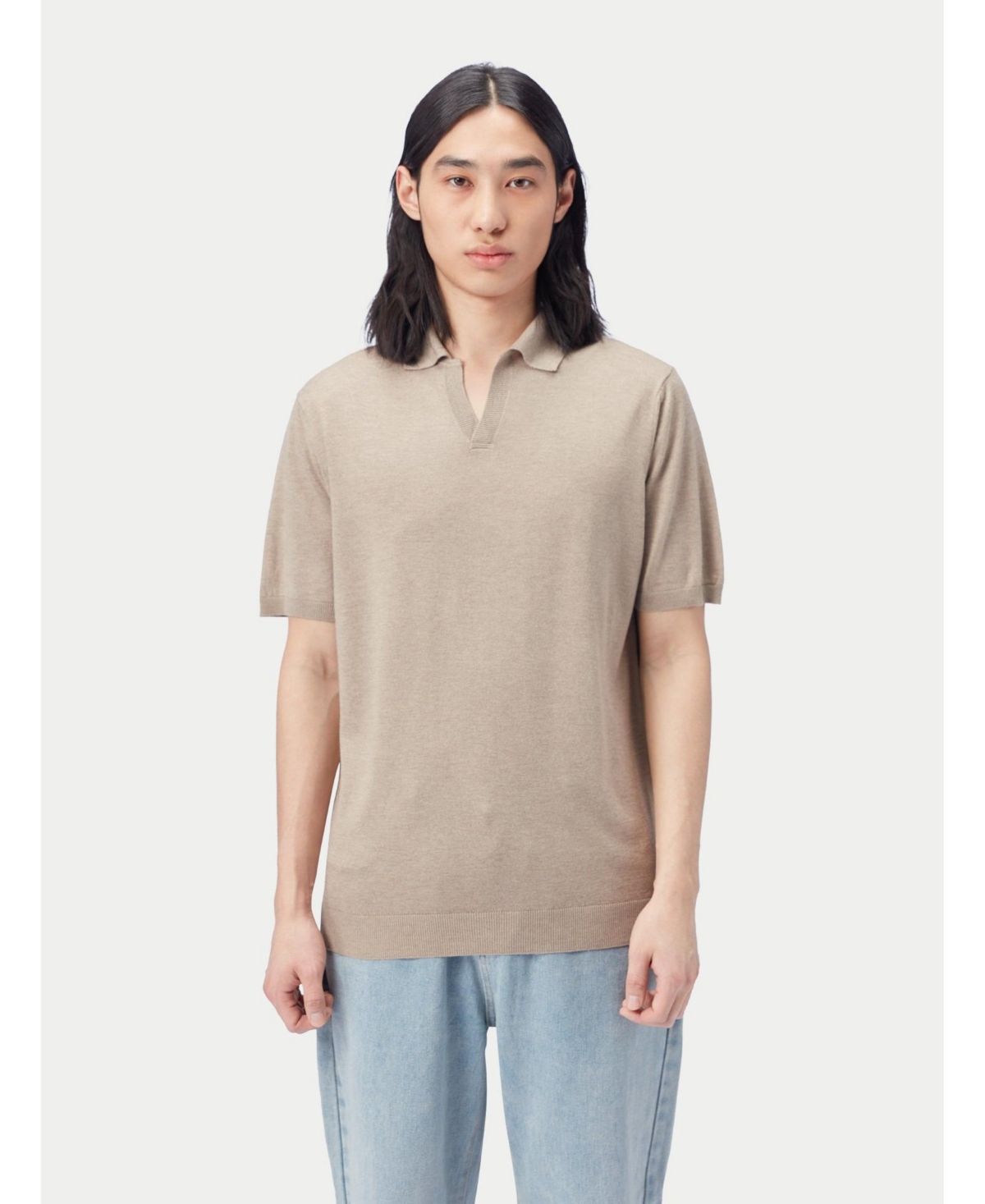 Click here for Gobi Cashmere Mens Silk Cashmere Polo Shirt - Neut... prices