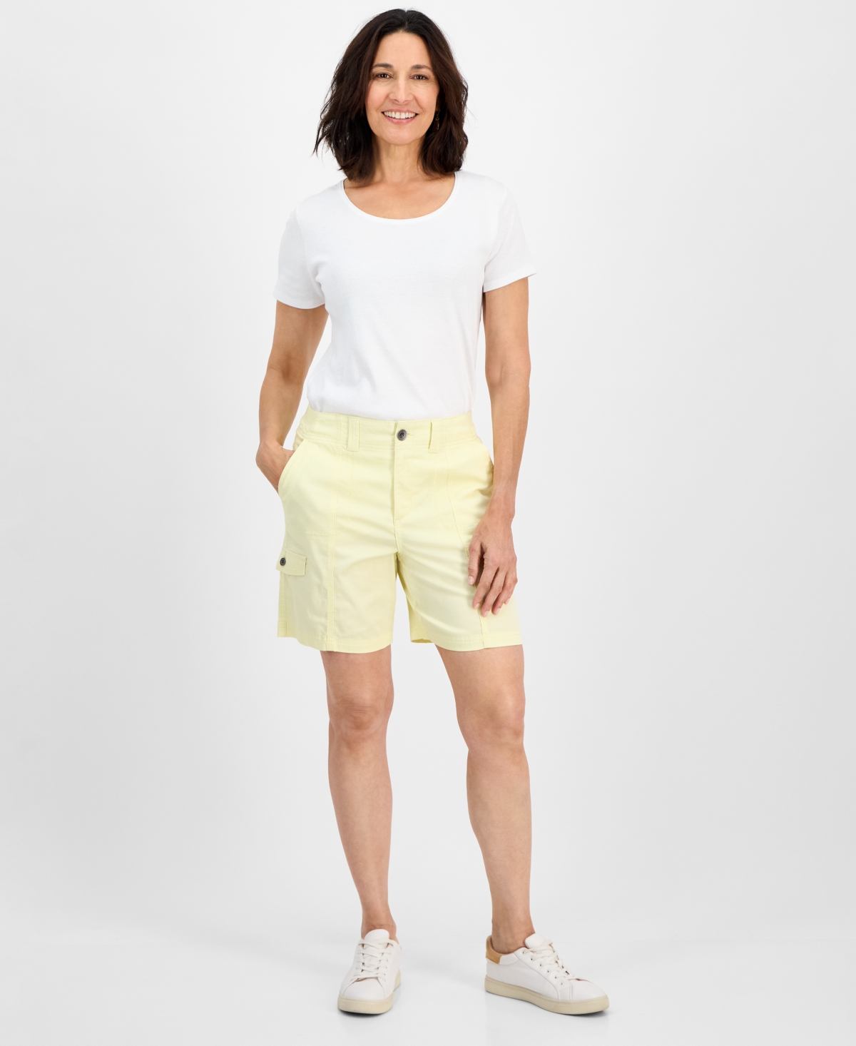 Click here for Style & Co Womens Mid-Rise Comfort-Waist Cargo Sho... prices