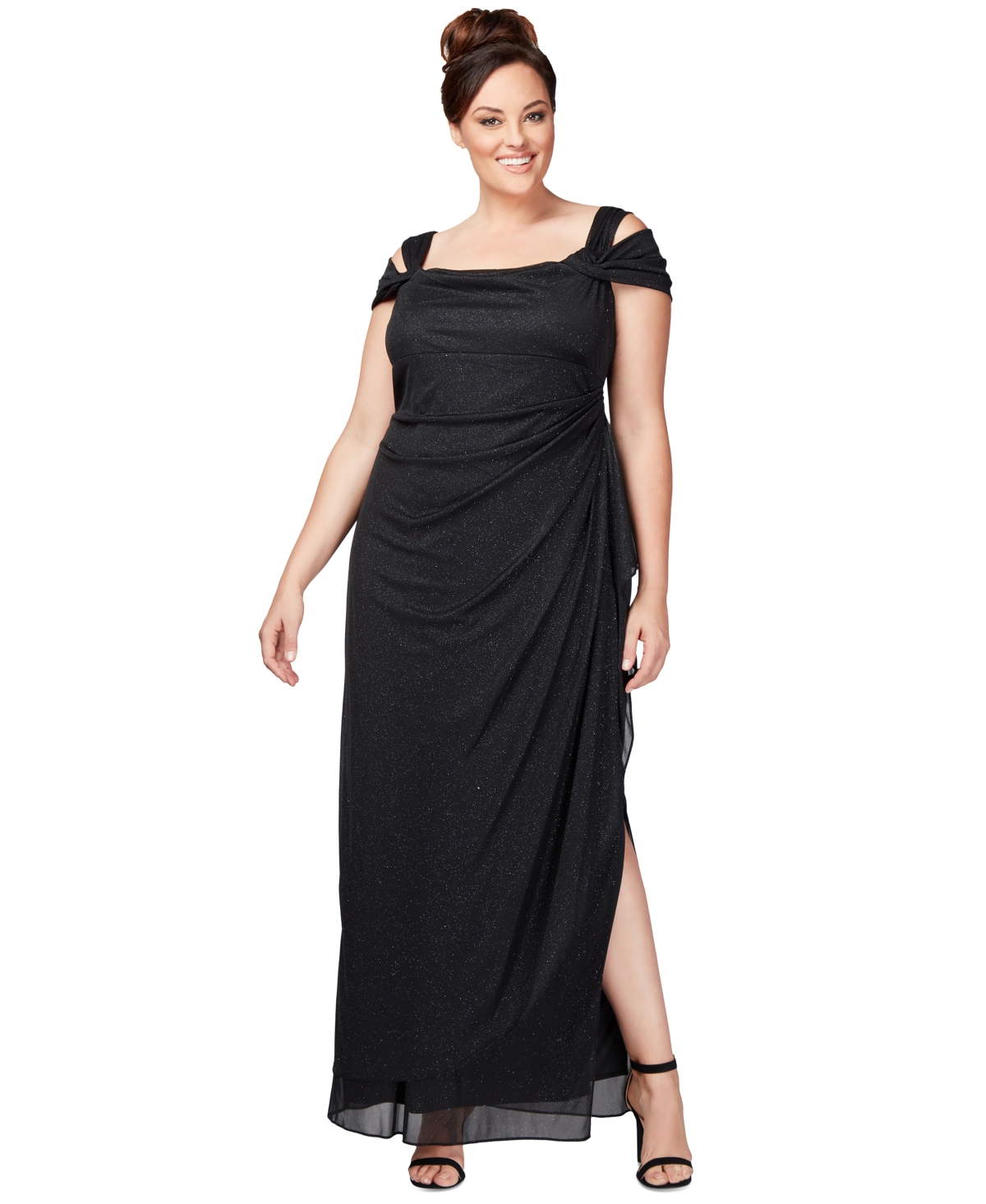 Click here for Alex Evenings Plus Size Draped Cold-Shoulder Dress... prices