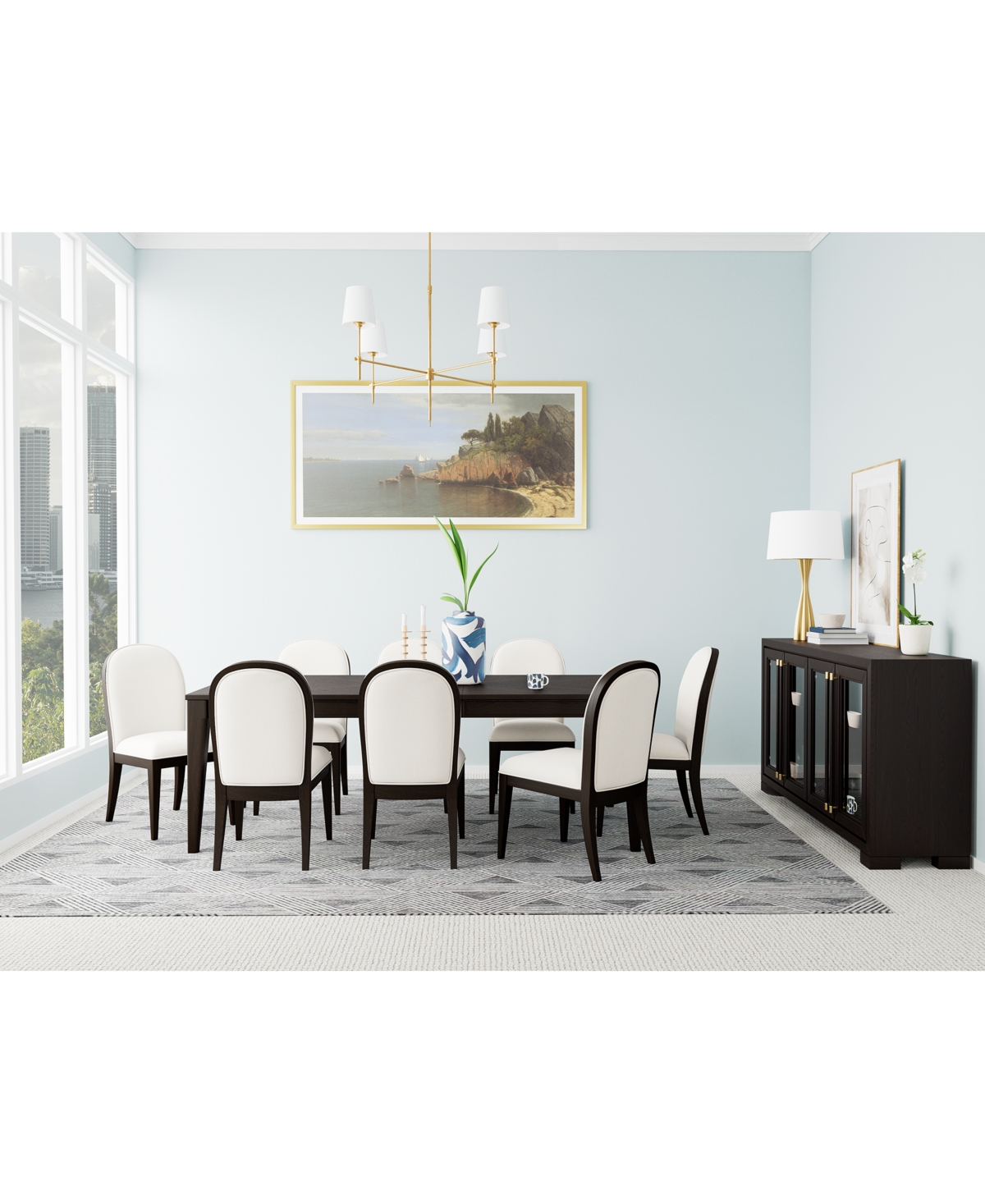 Click here for Mazen 9-Pc. Dining Set (Table & 8 Curved Side Chai... prices