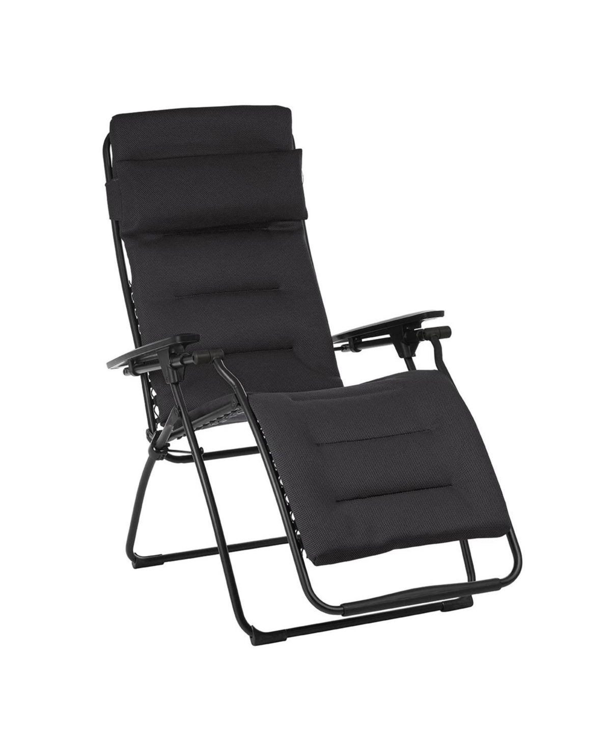 Foldable Steel Frame Zero Gravity Chair with Cushion for Outdoor Lounging - Black