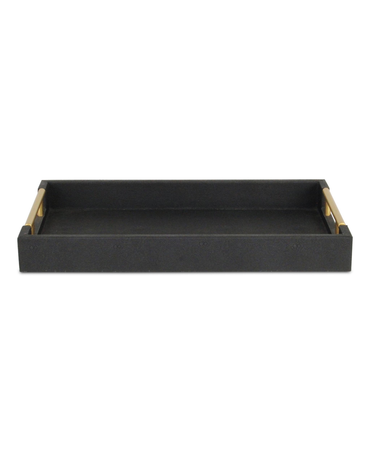 Click here for Wood and Vinyl Faux Shagreen Serving Tray with Han... prices