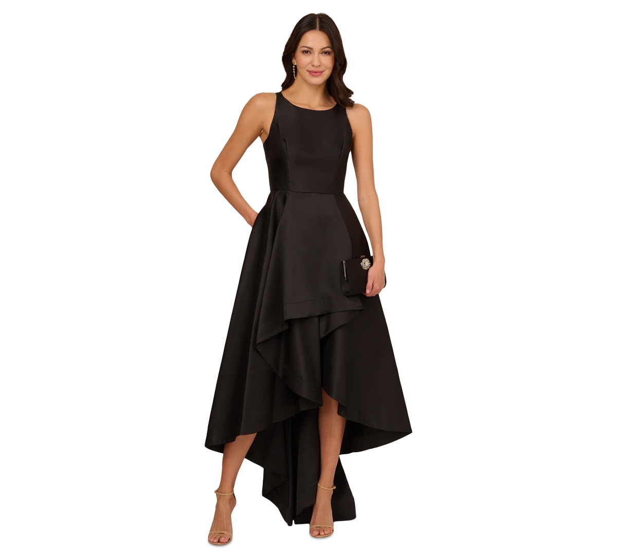 Click here for Adrianna Papell High-Low Mikado Gown - Black prices