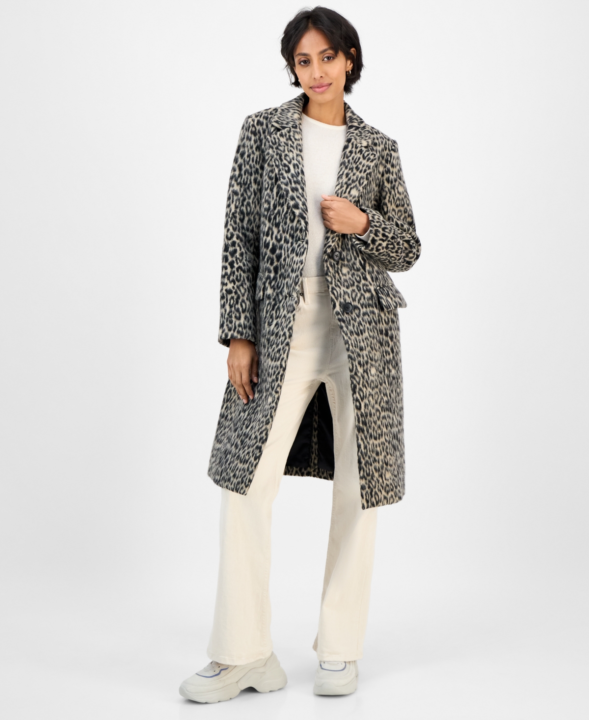 Click here for Bcbgmaxazria Womens Single-Breasted Coat - Leopard prices