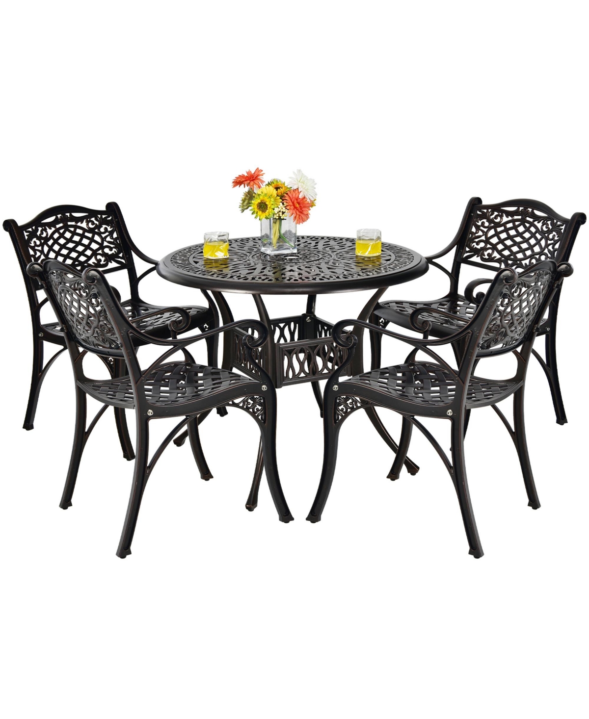 Click here for Gymax 5PCS Cast Aluminum Patio Bistro Set Outdoor... prices