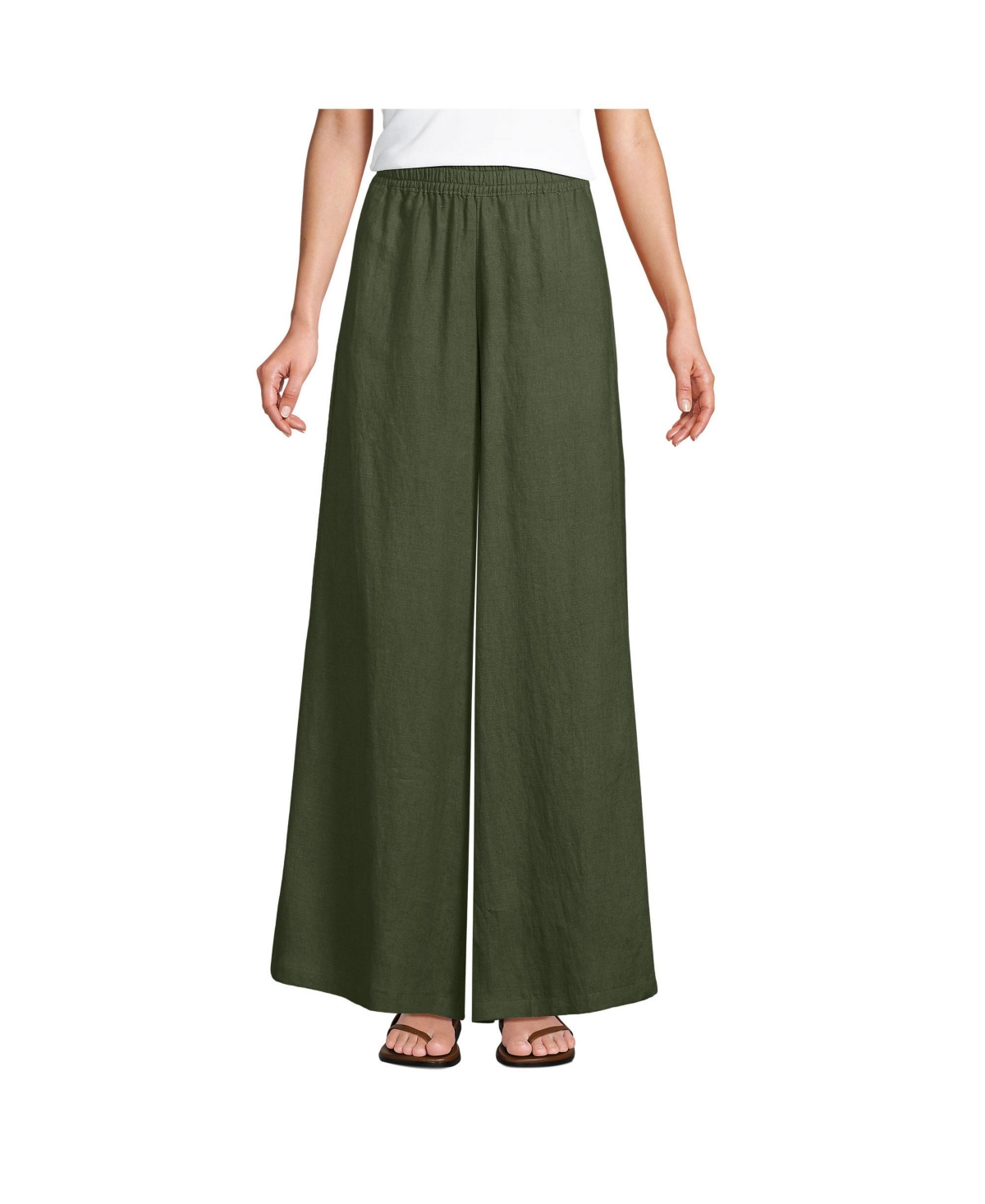 Click here for Lands End Womens Linen High Rise Palazzo Pants - S... prices