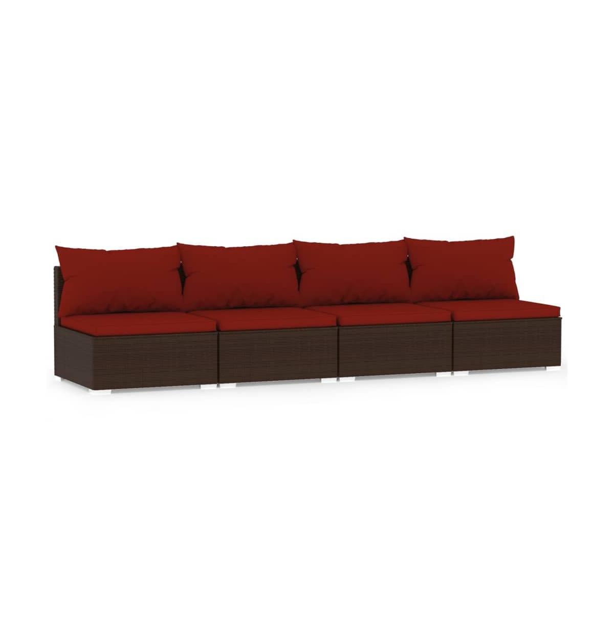 Click here for 4 Seater Sofa with Cushions Brown Poly Rattan - Br... prices