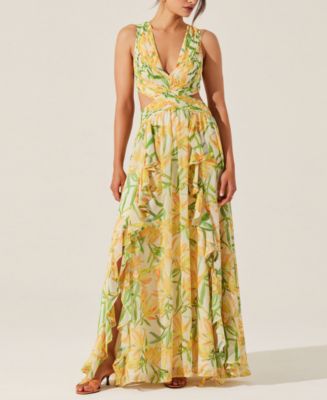 ASTR the Label Women's Noya Floral-Print Open-Back Gown - Macy's