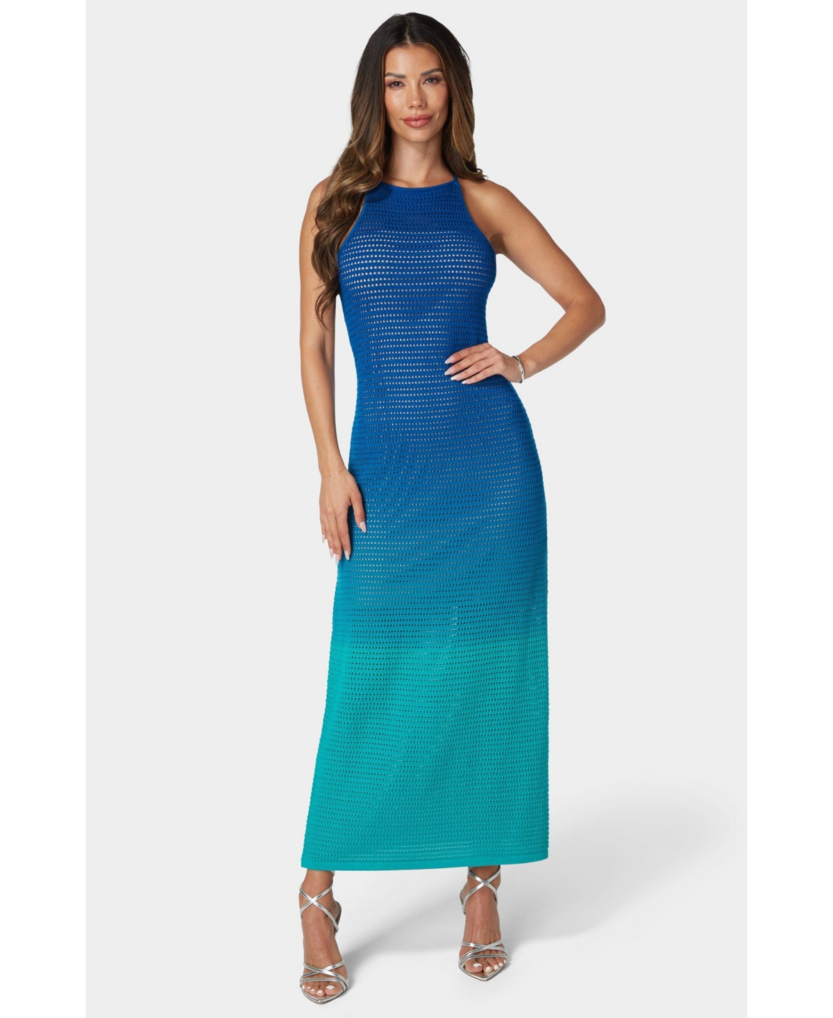 Click here for Bebe Womens Ombre Crochet Slip Maxi Dress - Blue/g... prices