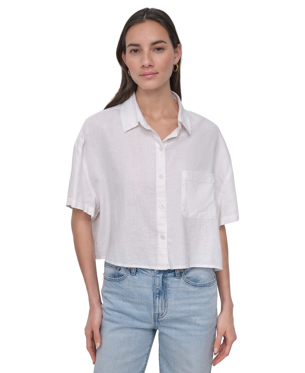 Click here for Dkny Jeans Womens Oversized Cropped Shirt - Ivy -... prices