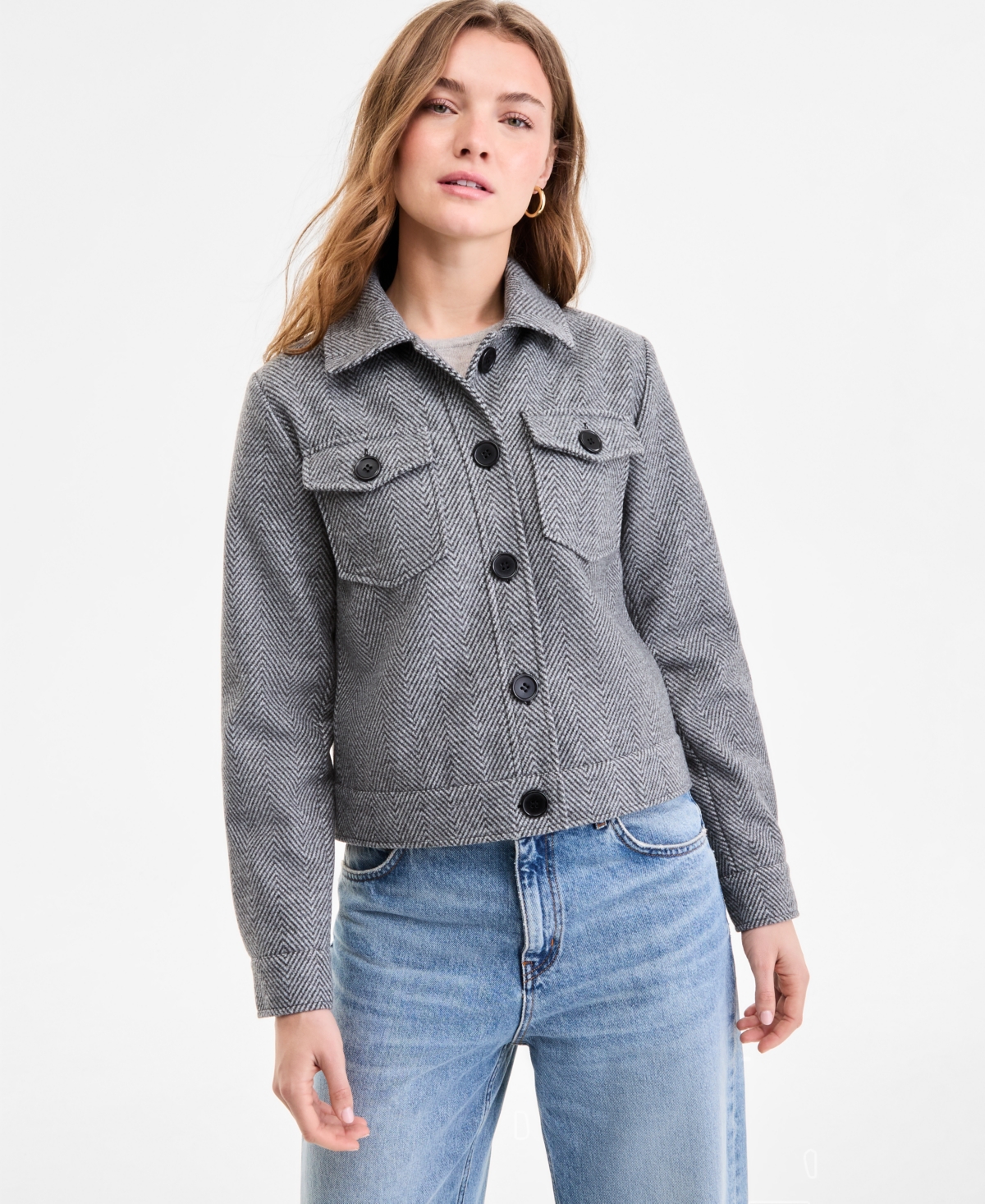 Click here for Steve Madden Womens Collared Button-Front Jacket -... prices