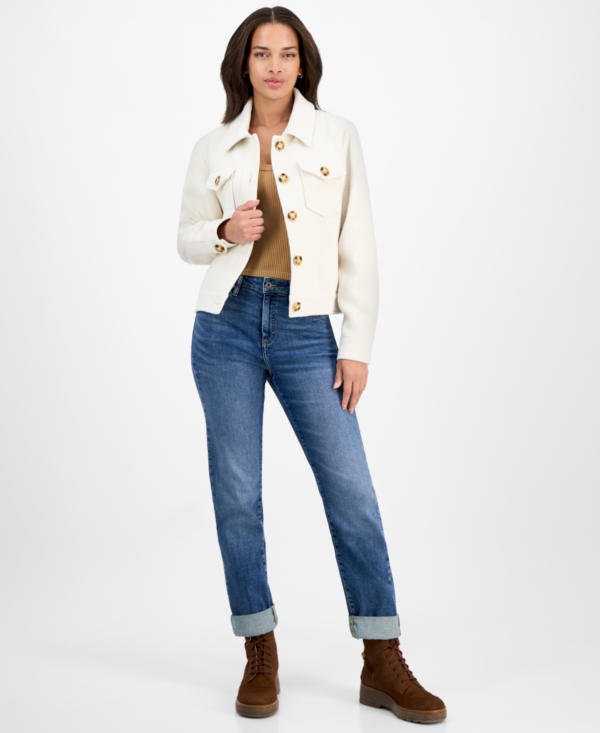 Click here for Steve Madden Womens Collared Button-Front Jacket -... prices