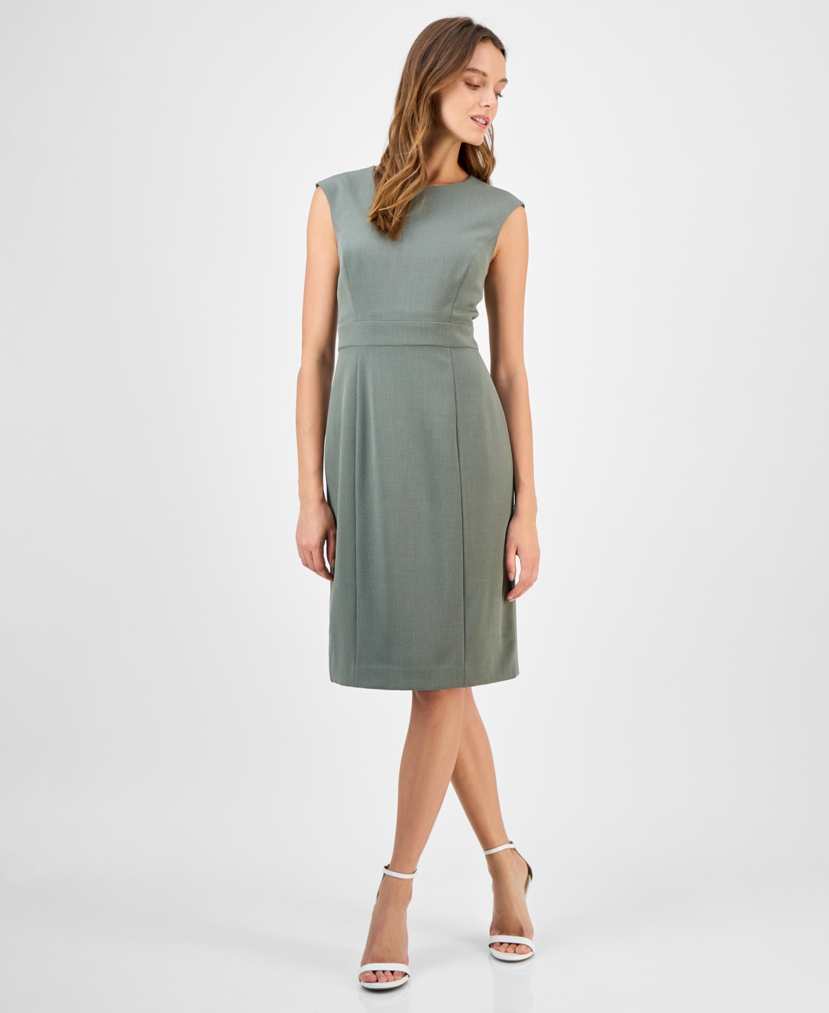 Click here for Kasper Womens Crewneck Sleeveless Sheath Dress  Re... prices