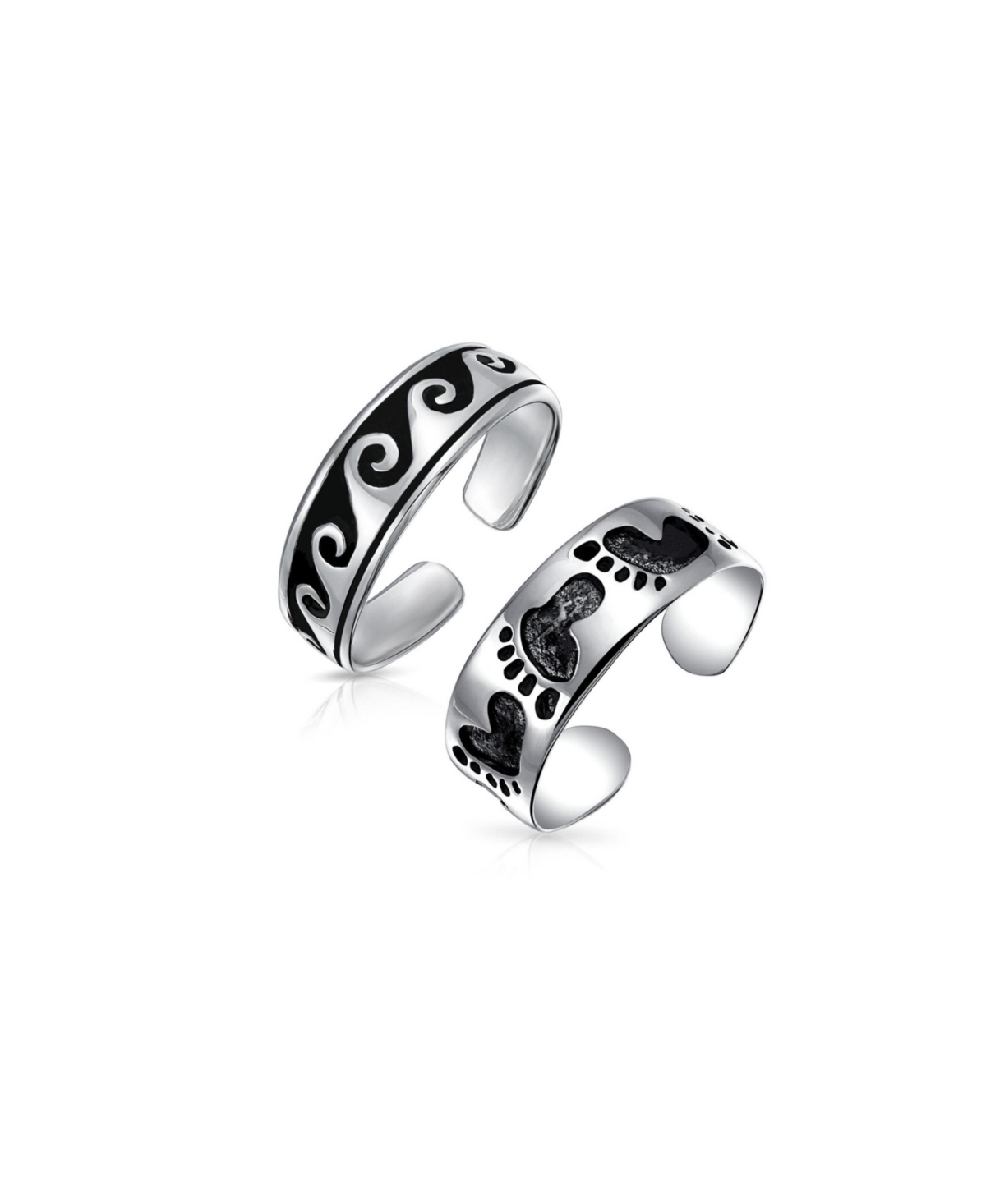 Click here for Bling Jewelry Set of 2 Ocean Waves & Footprints Mi... prices