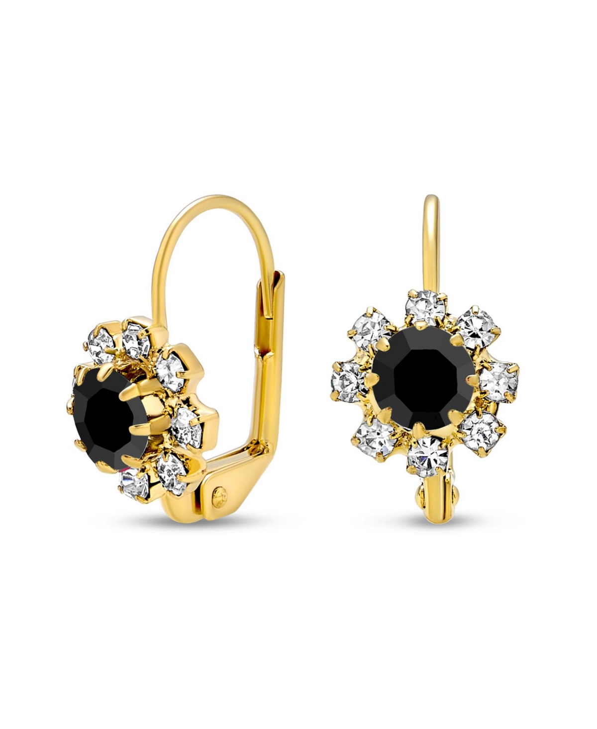 Click here for Bling Jewelry Flower Crystal Drop Earrings Gold Pl... prices
