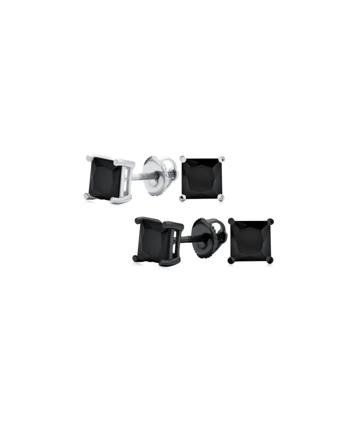 Click here for Bling Jewelry Set of 2 Square Cz Stud Earrings Sil... prices
