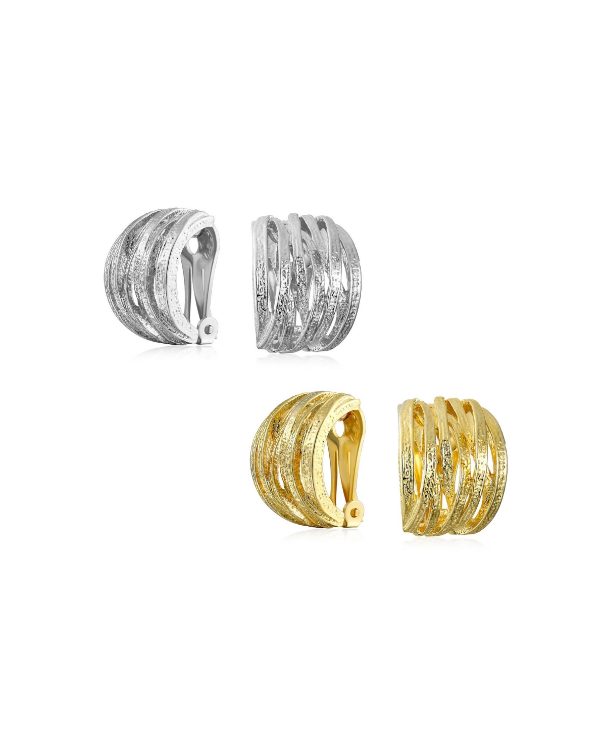 Click here for Bling Jewelry Set of 2 Criss Cross Basket Weave Cl... prices