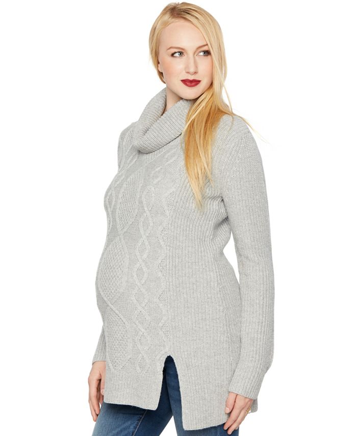 A Pea in the Pod Maternity Cowl-Neck Cable-Knit Sweater - Macy's