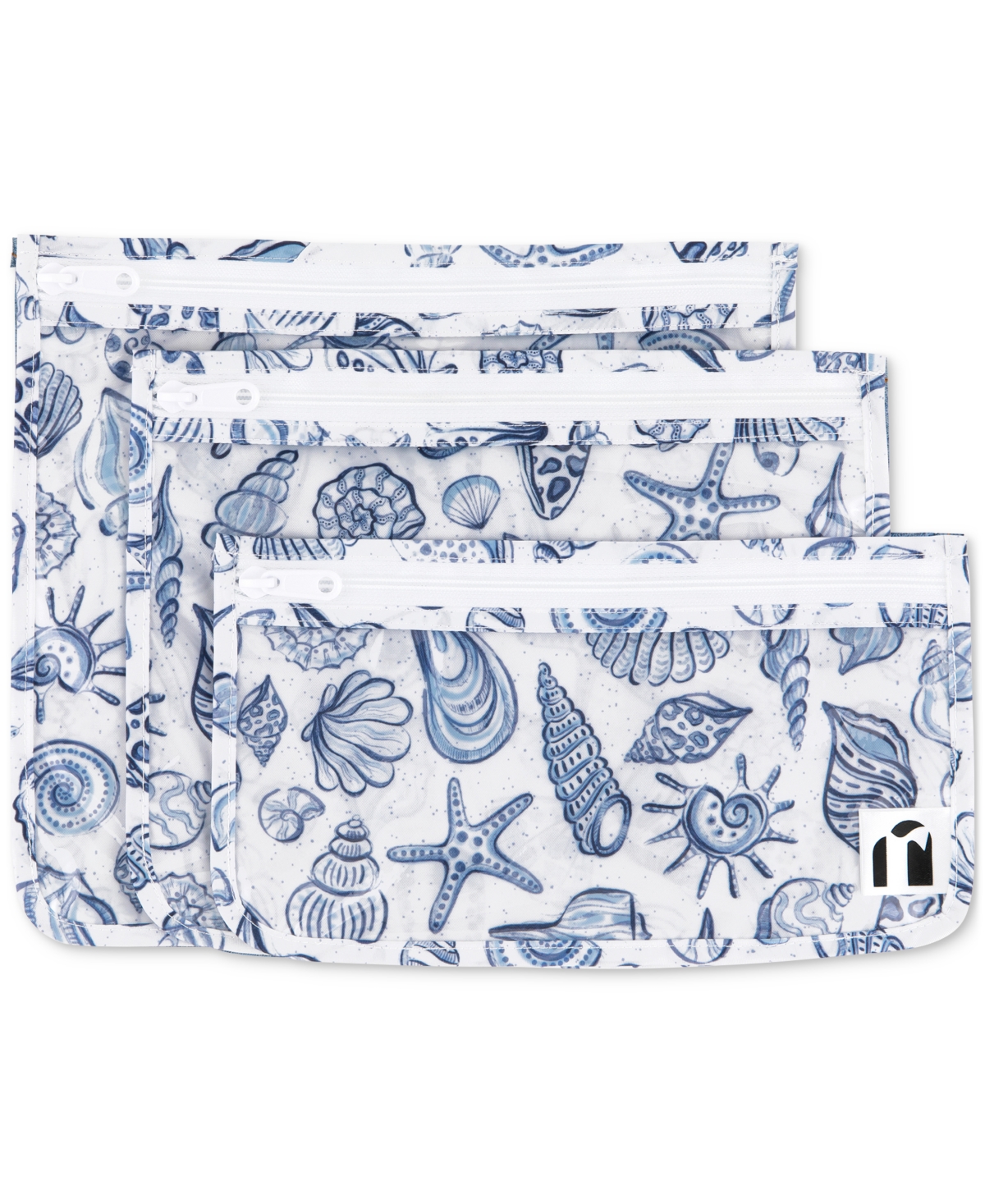 Click here for Bumkins Seashells Clear Travel Bags  3 Pack - Navy prices