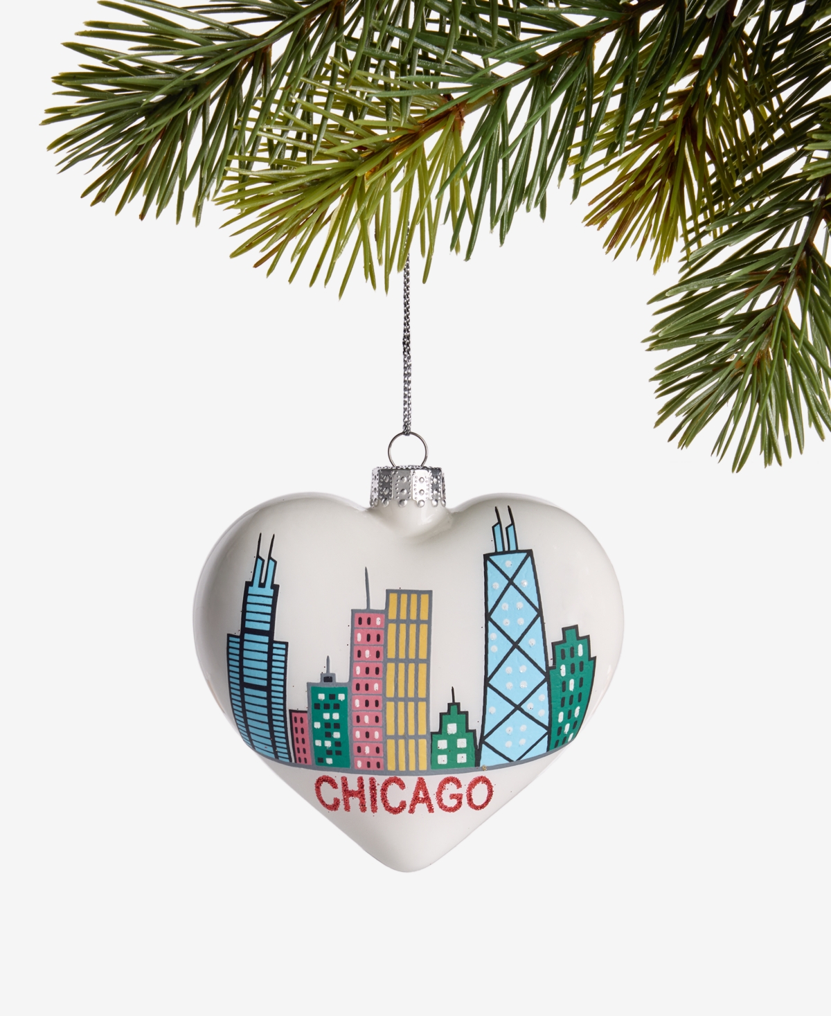 Click here for Holiday Lane Chicago Skyline Glass Heart Ornament... prices