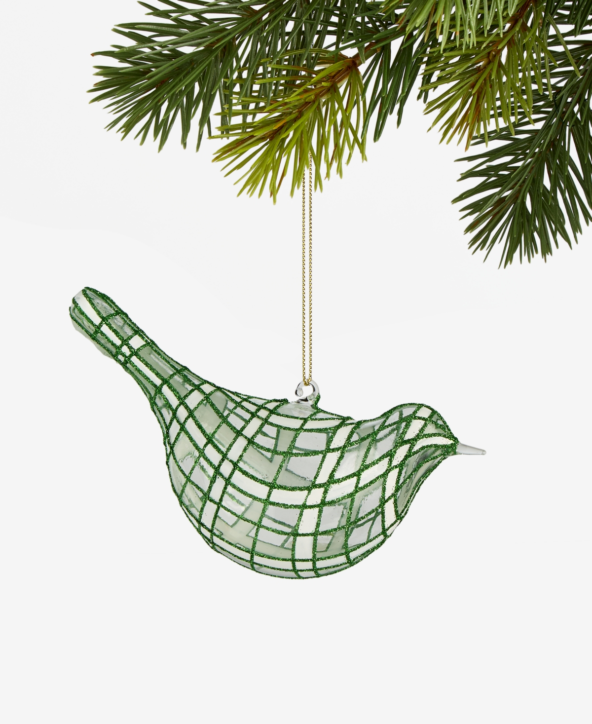 Click here for Holiday Lane Enchanted Emerald Glittered Glass Bir... prices