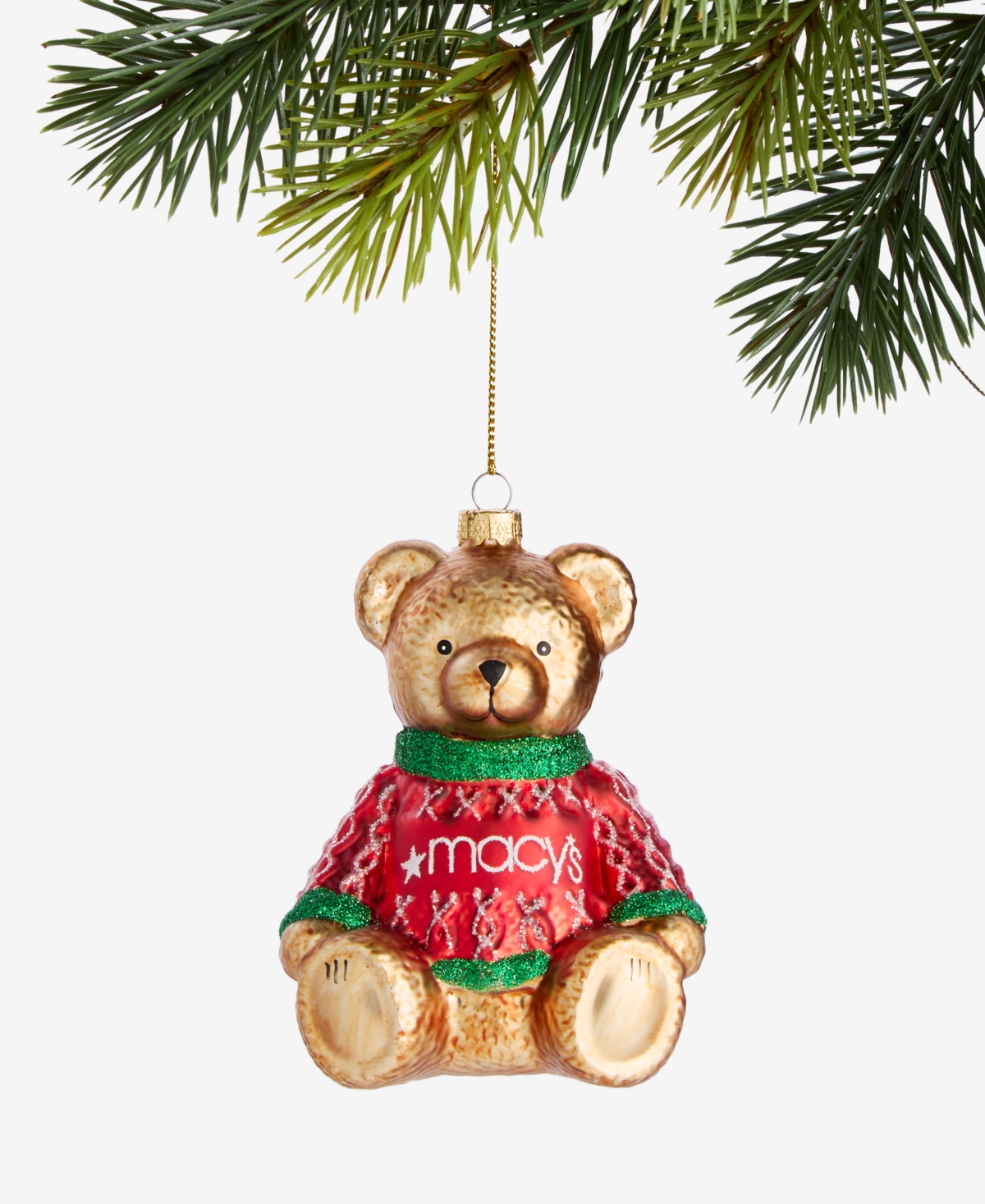 Click here for Holiday Lane Macys Glass Glittered Bear Ornament... prices