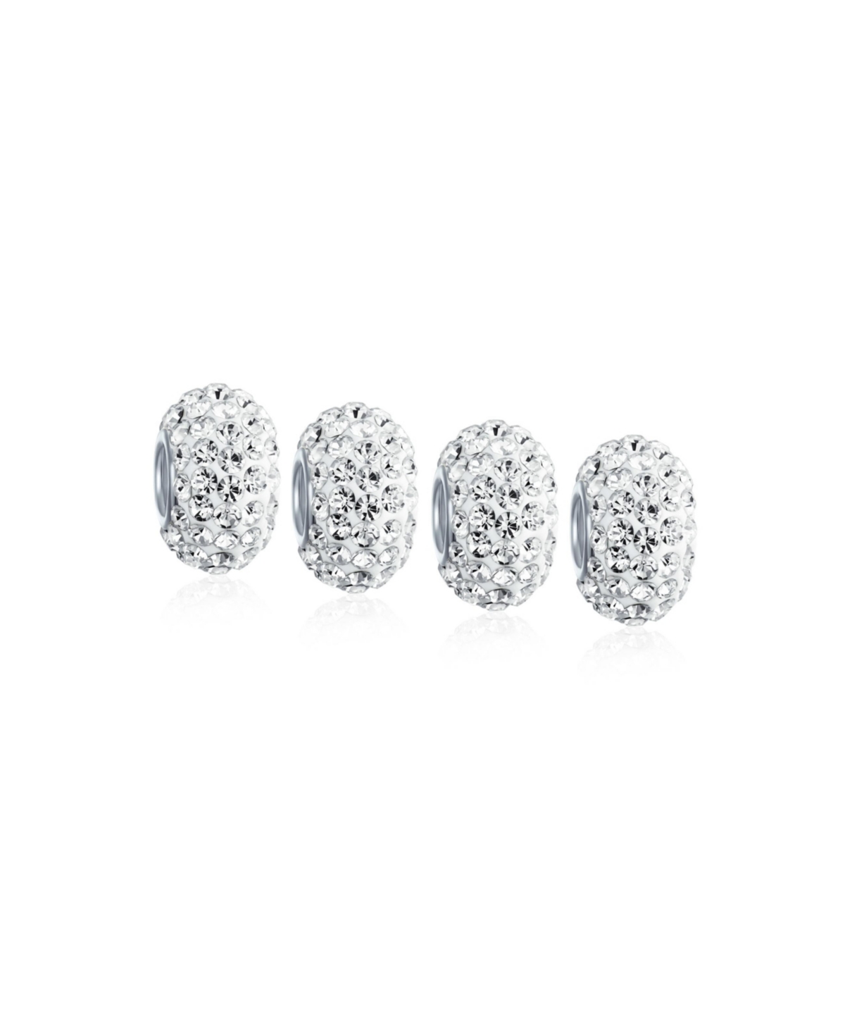 Click here for Bling Jewelry Set of 4 White Crystal Spacer Charm... prices