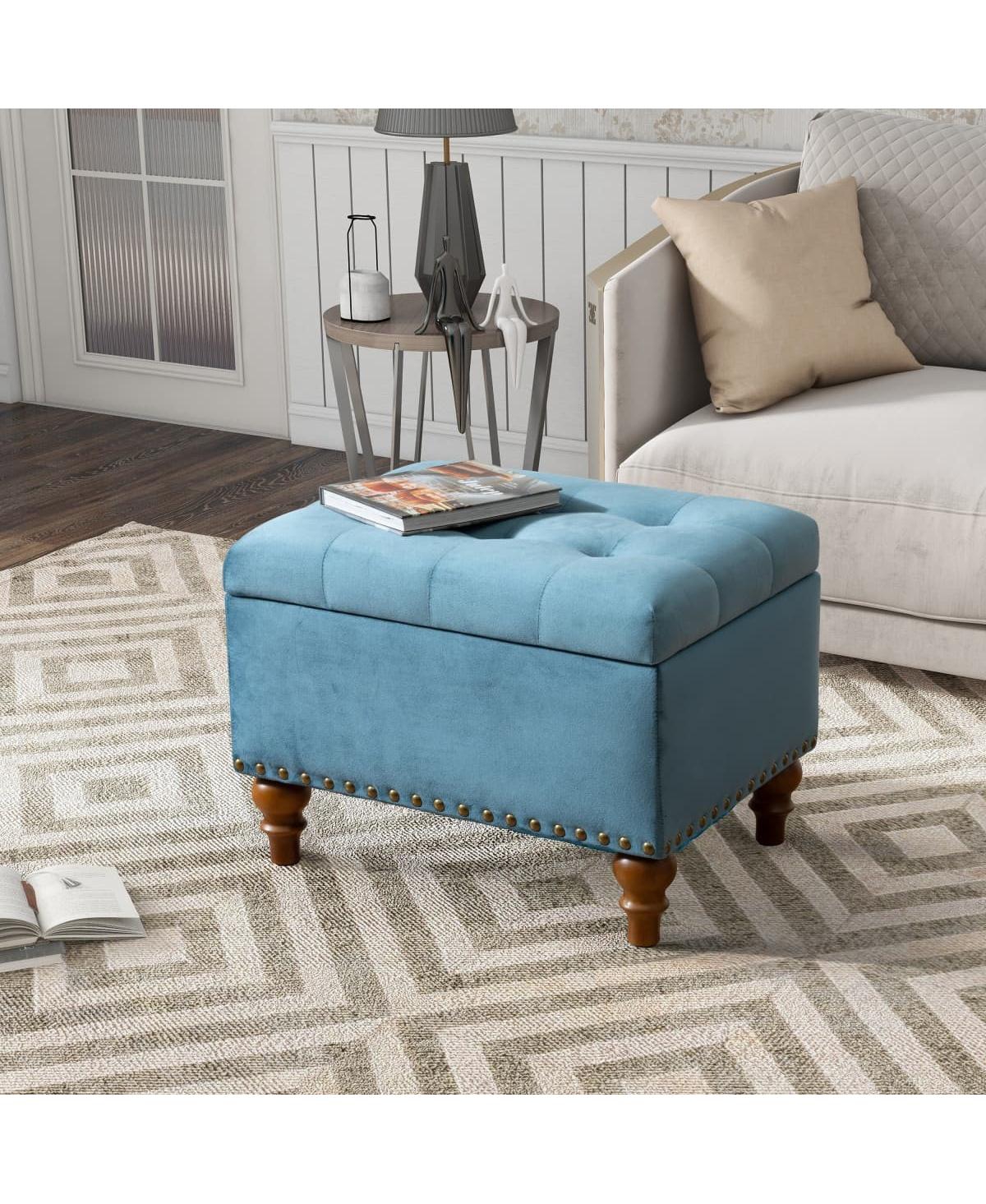 Click here for Upholstered Tufted Ottoman with Storage Nailhead T... prices