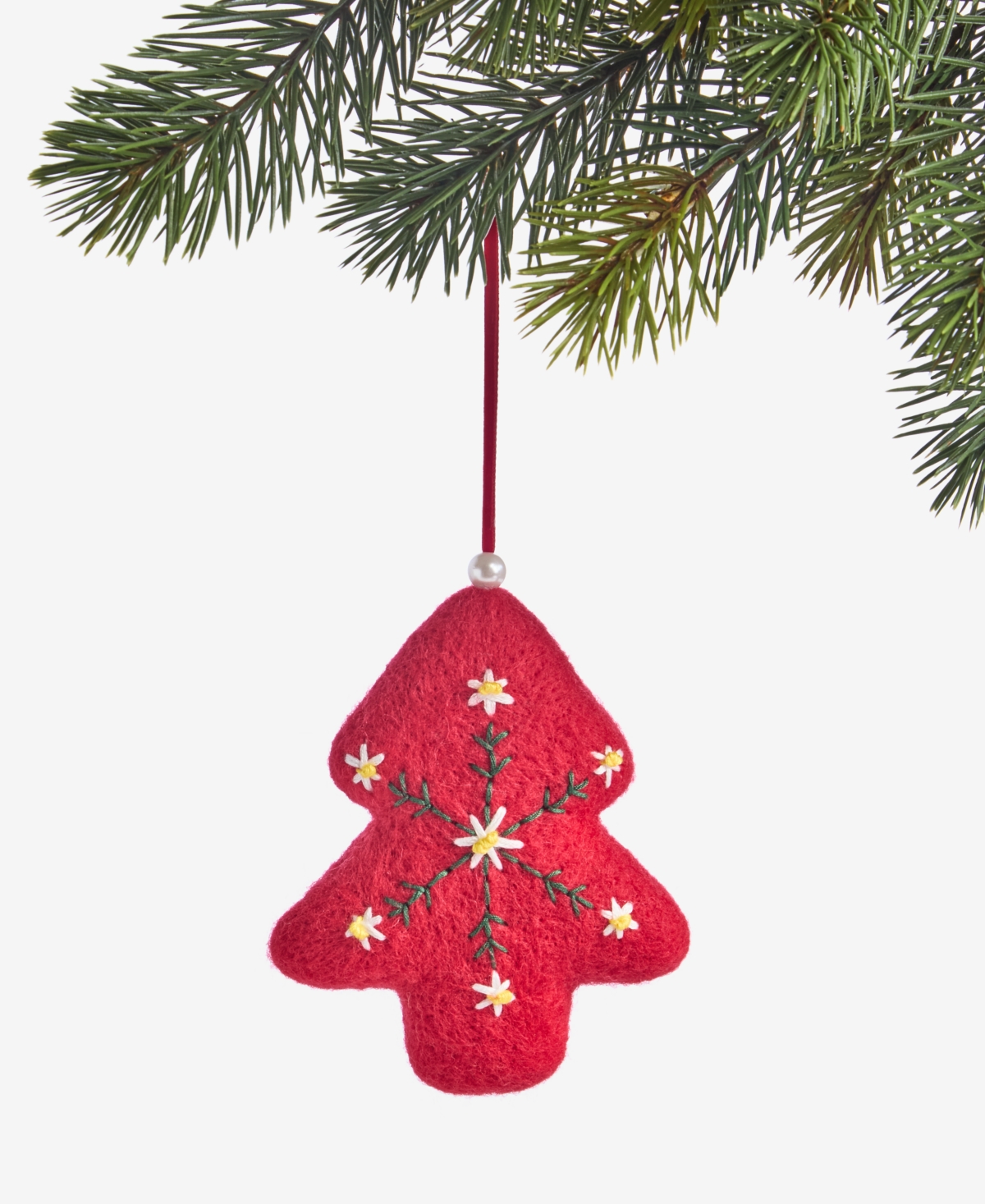 Click here for Holiday Lane Nordic Wonderland Felted Red Tree Orn... prices