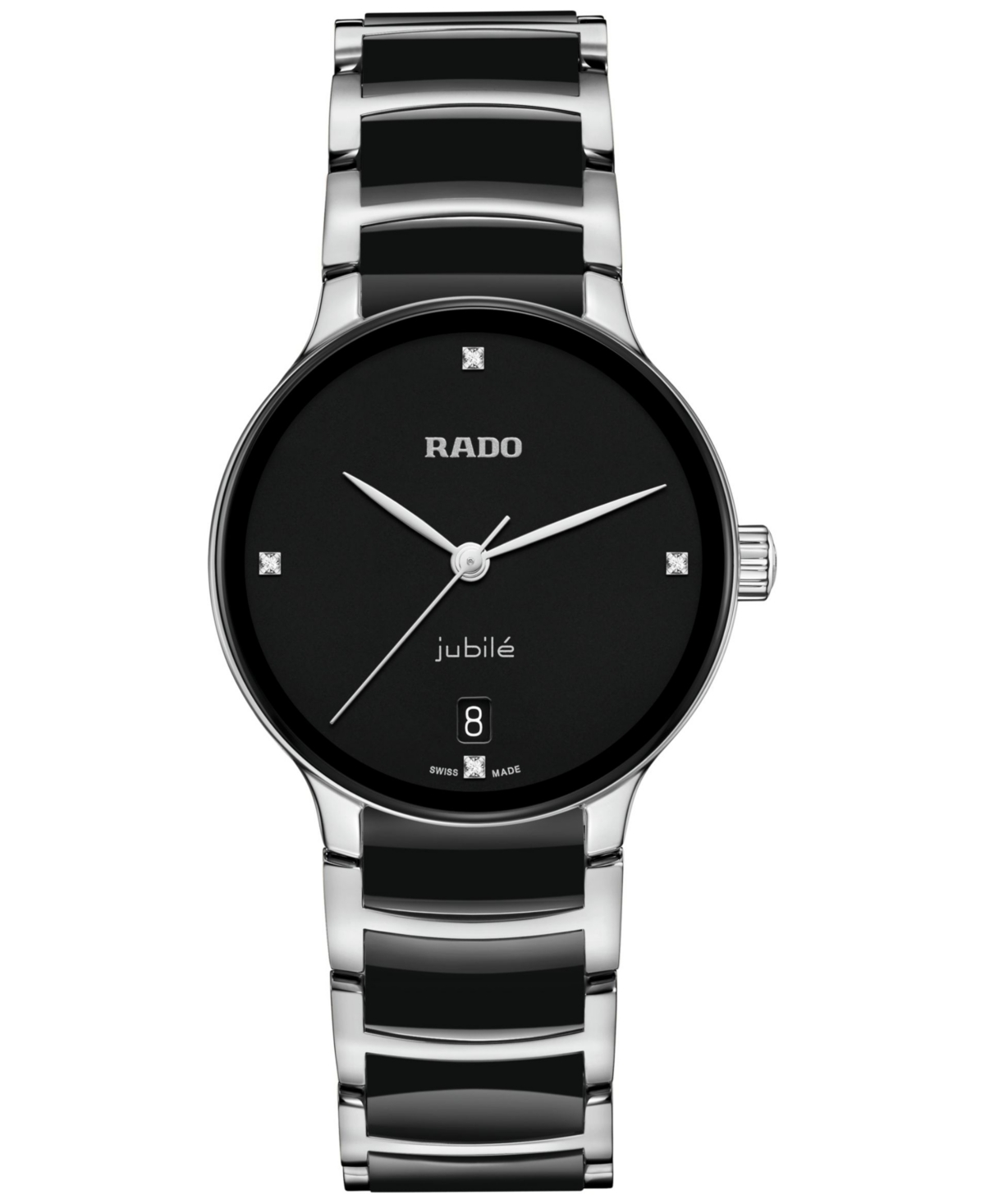 Click here for Rado Womens Swiss Centrix Diamond Accent Black Cer... prices