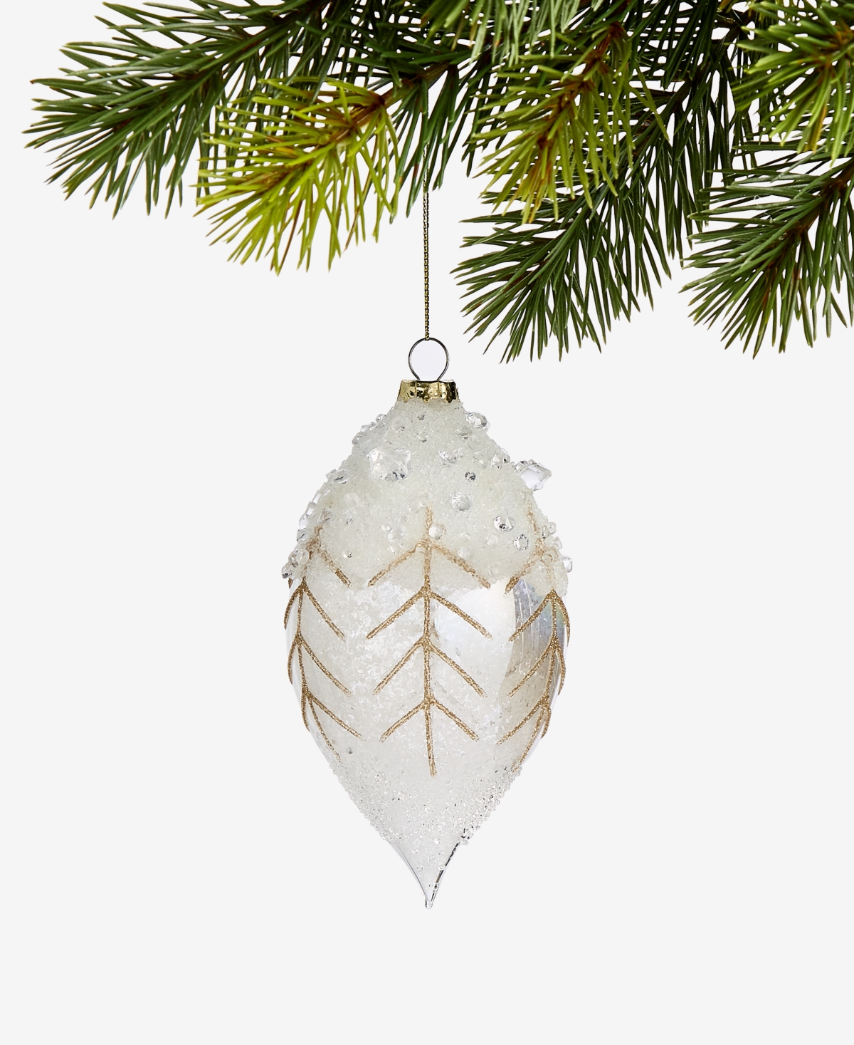 Click here for Holiday Lane Iced Delight Glass Frosted Drop Ornam... prices