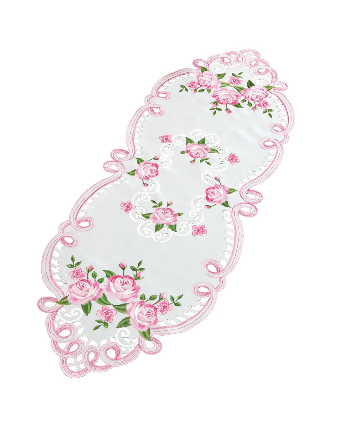 Click here for Embroidered Roses Scalloped Edge Dresser Scarf - P... prices