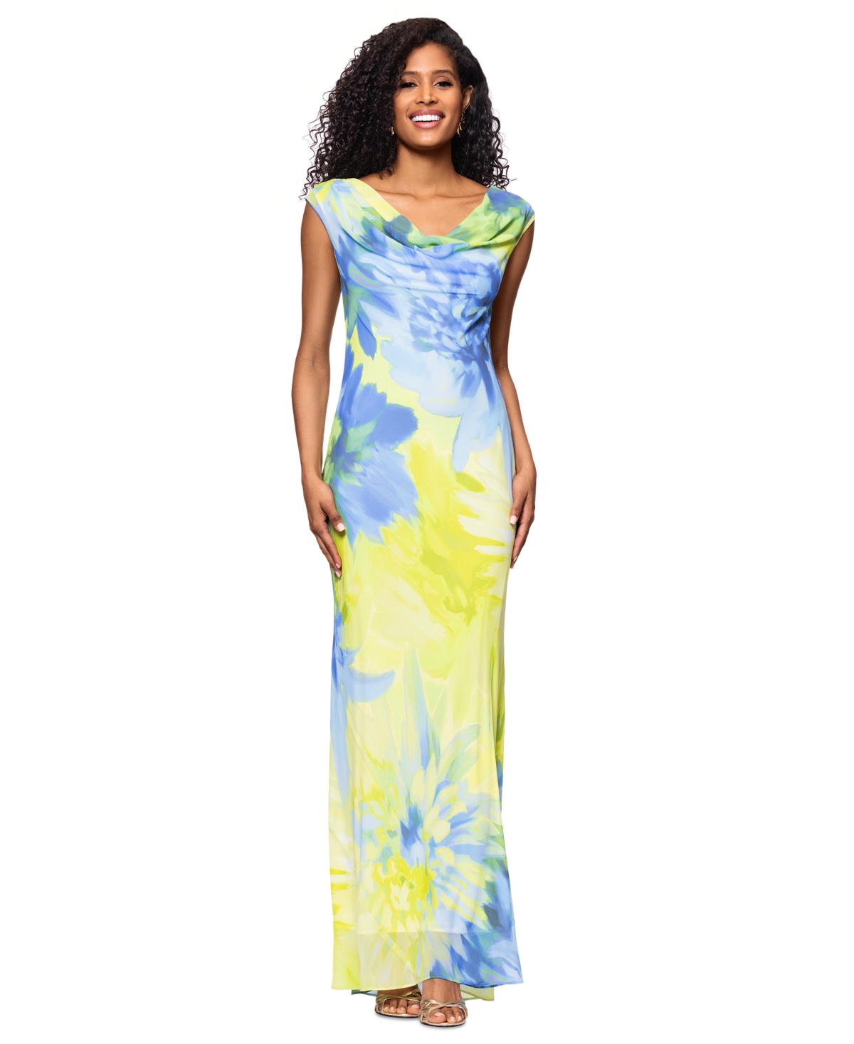 Click here for Betsy & Adam Petite Chiffon Cowlneck Sheath Dress... prices