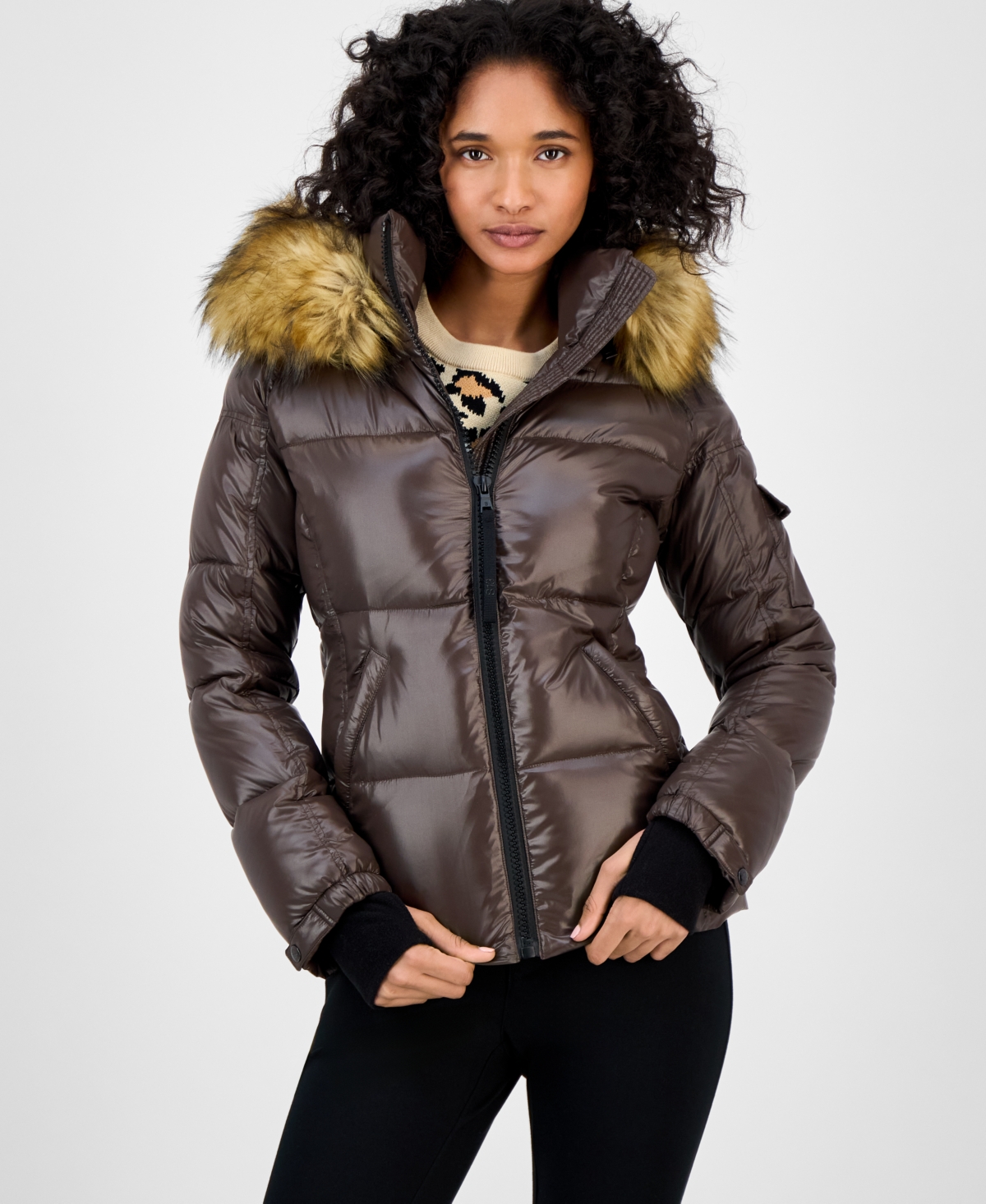 Click here for S13 Womens Allie Faux-Fur-Trim Hooded Puffer Coat... prices