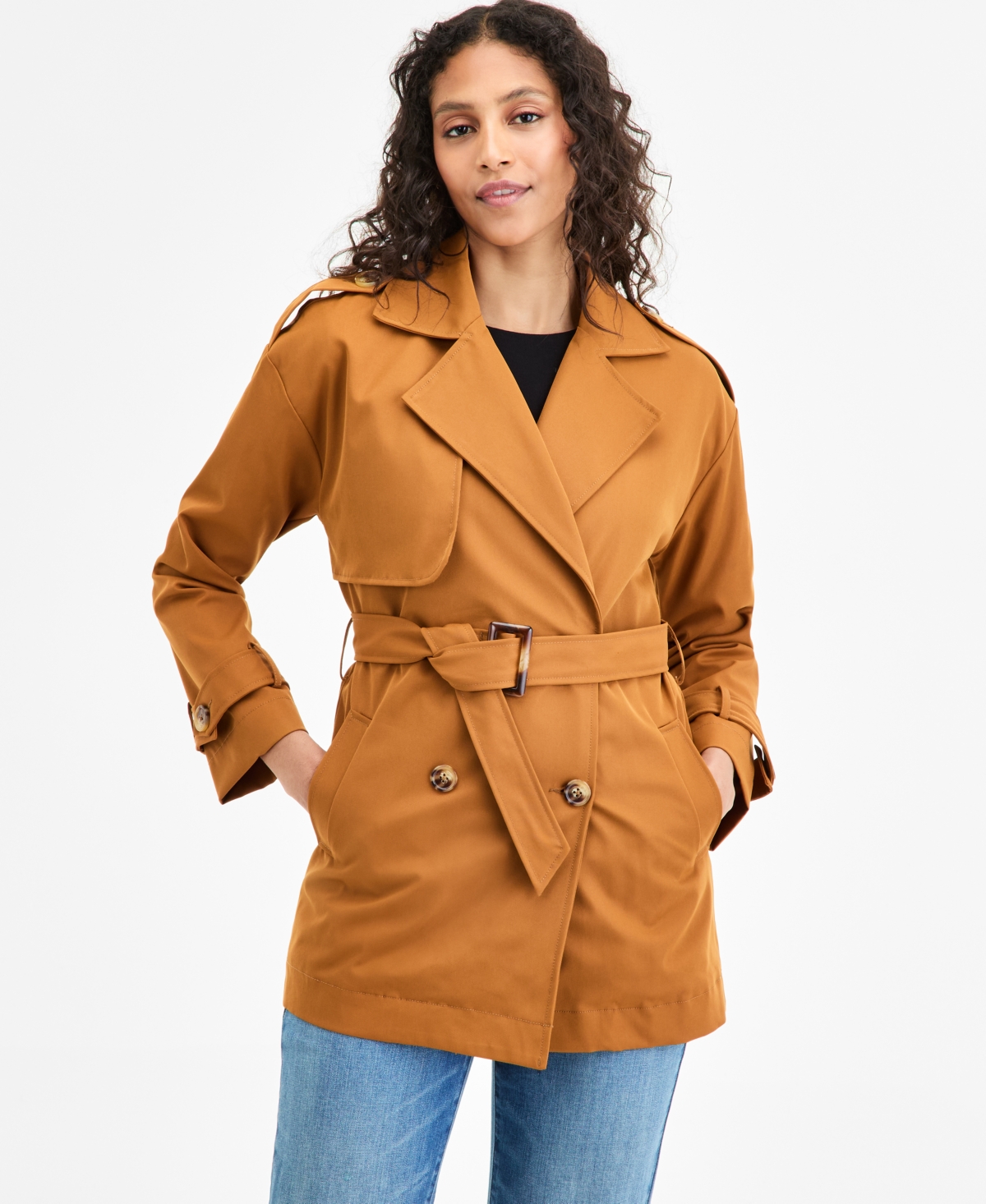 Click here for Jou Jou Juniors Double-Breasted Belted Trench Coat... prices