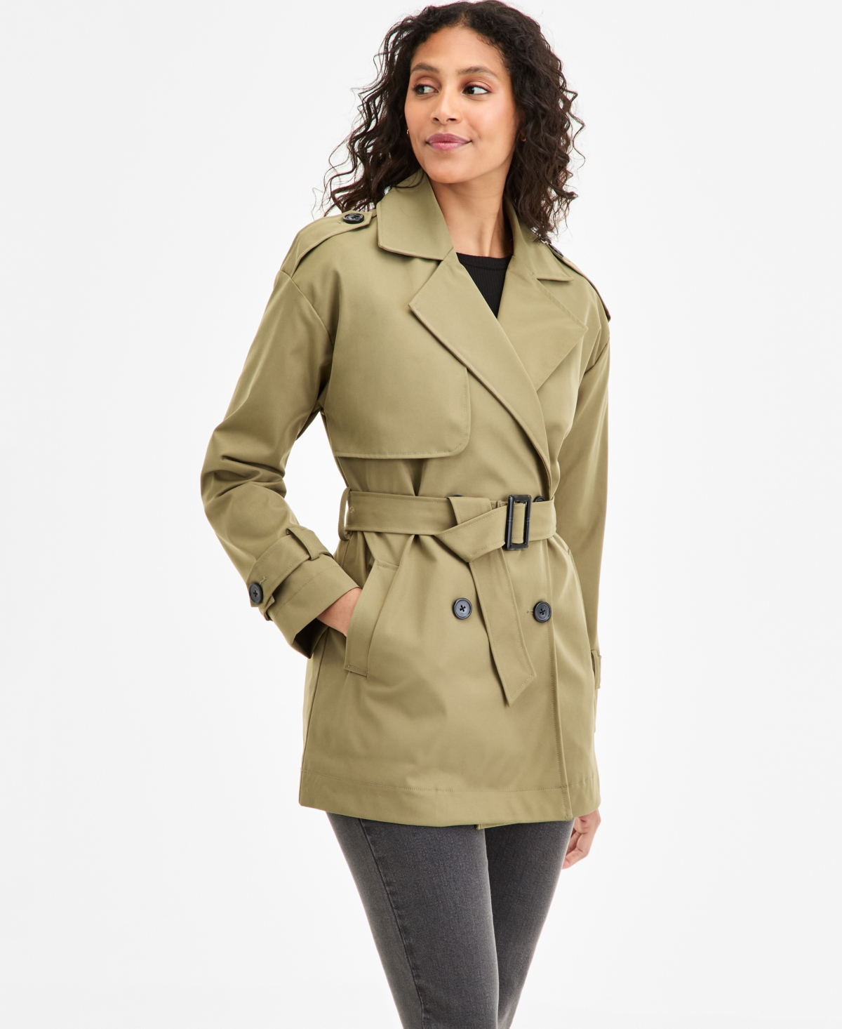Click here for Jou Jou Juniors Double-Breasted Belted Trench Coat... prices