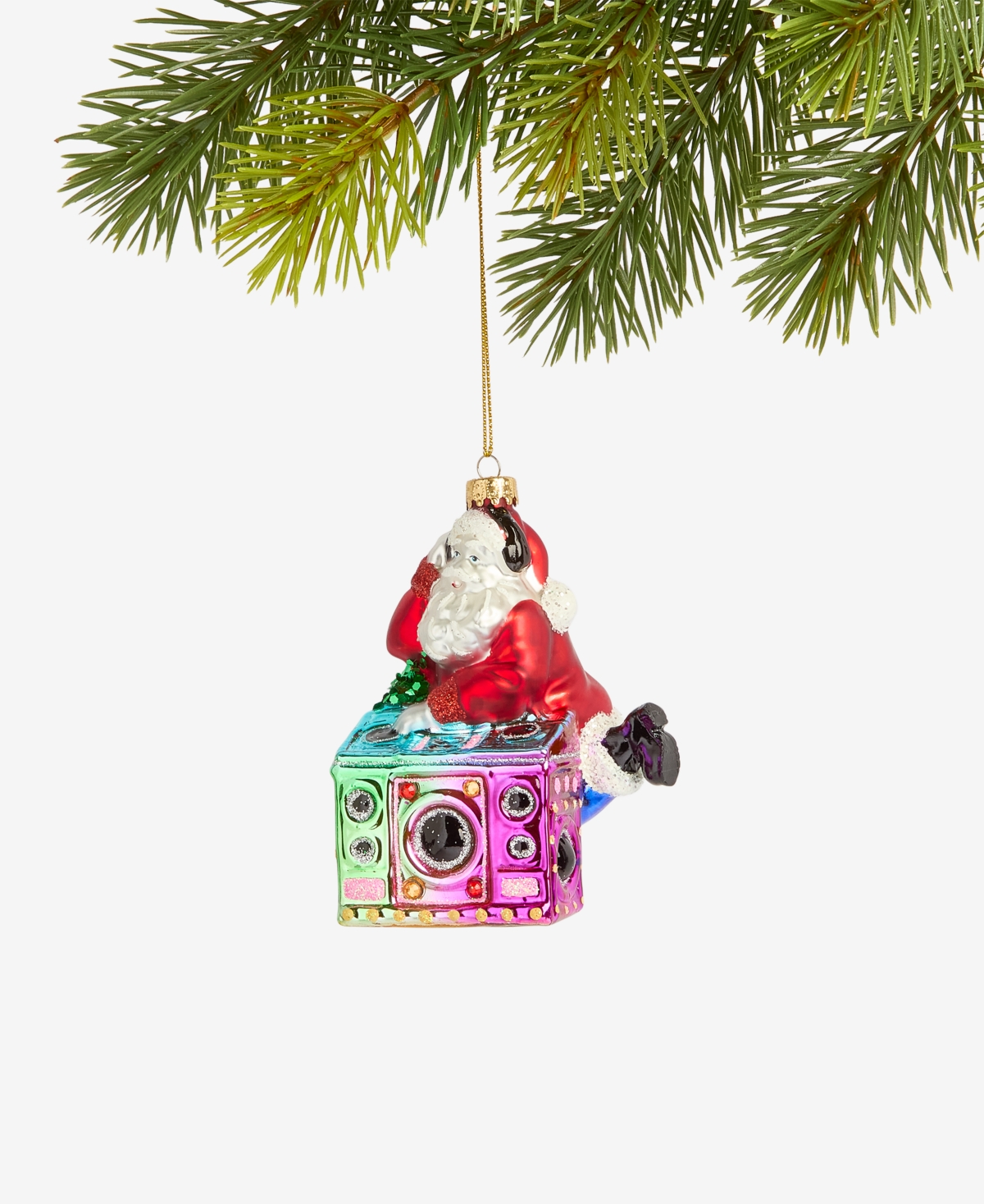 Click here for Holiday Lane Merry Magic Glass Dj Santa Ornament... prices