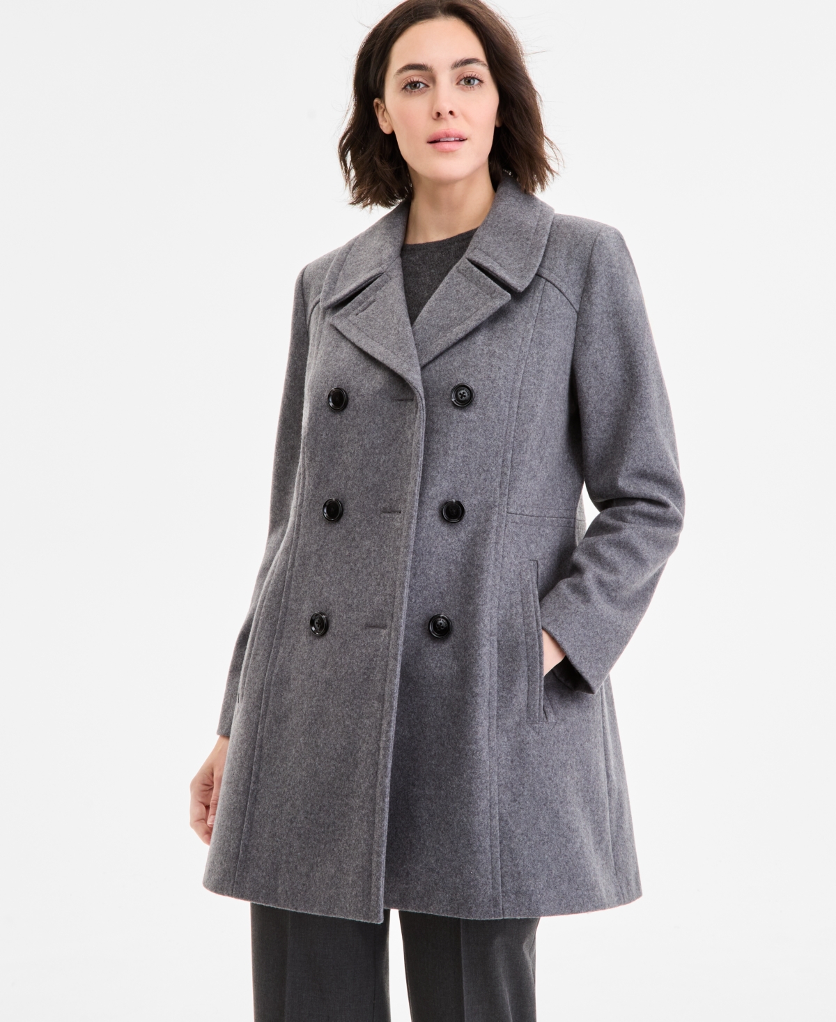 Click here for Anne Klein Petite Double-Breasted Peacoat  Exclusi... prices