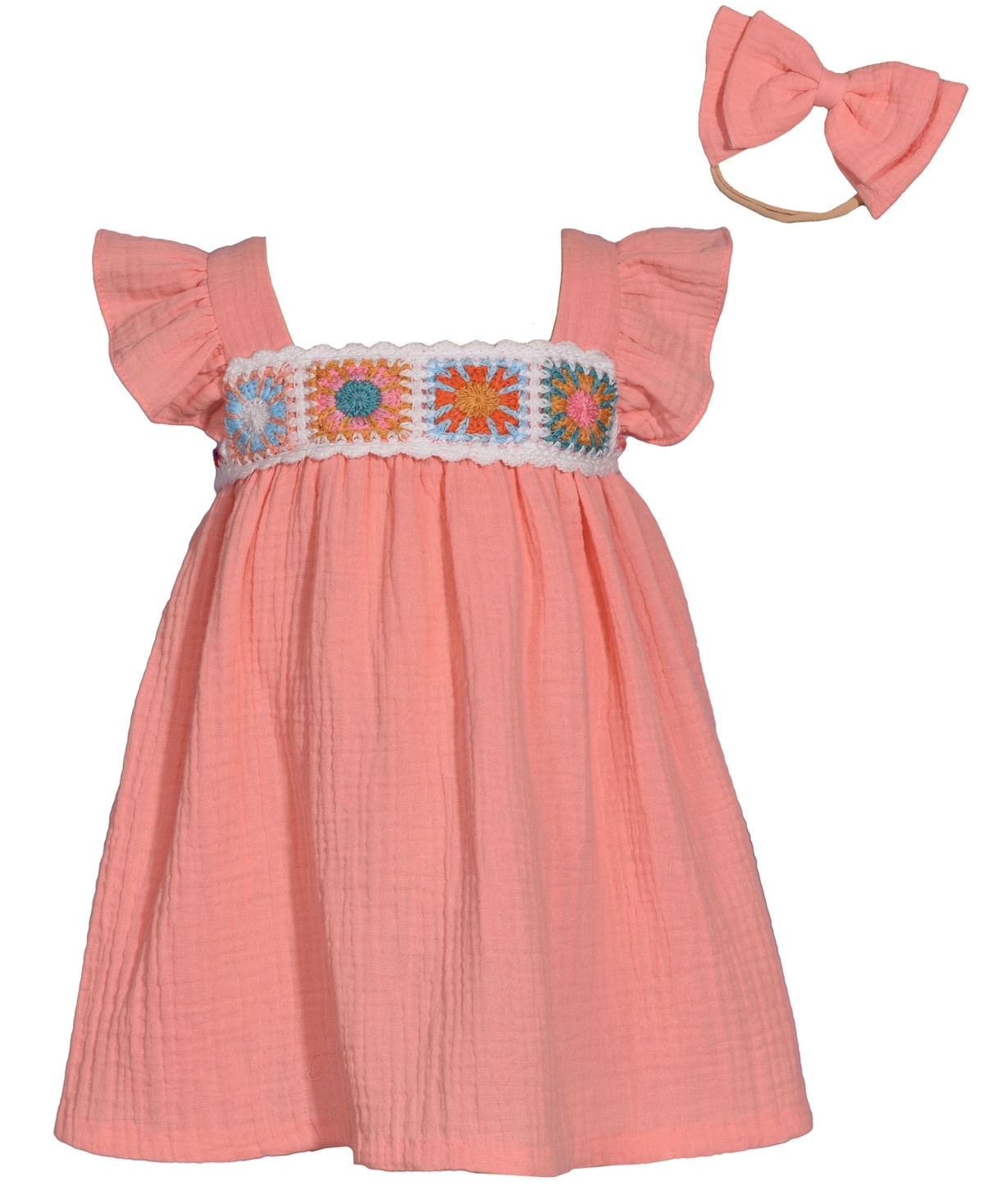 Click here for Bonnie Baby Baby Girls Crochet Float Dress - Coral prices