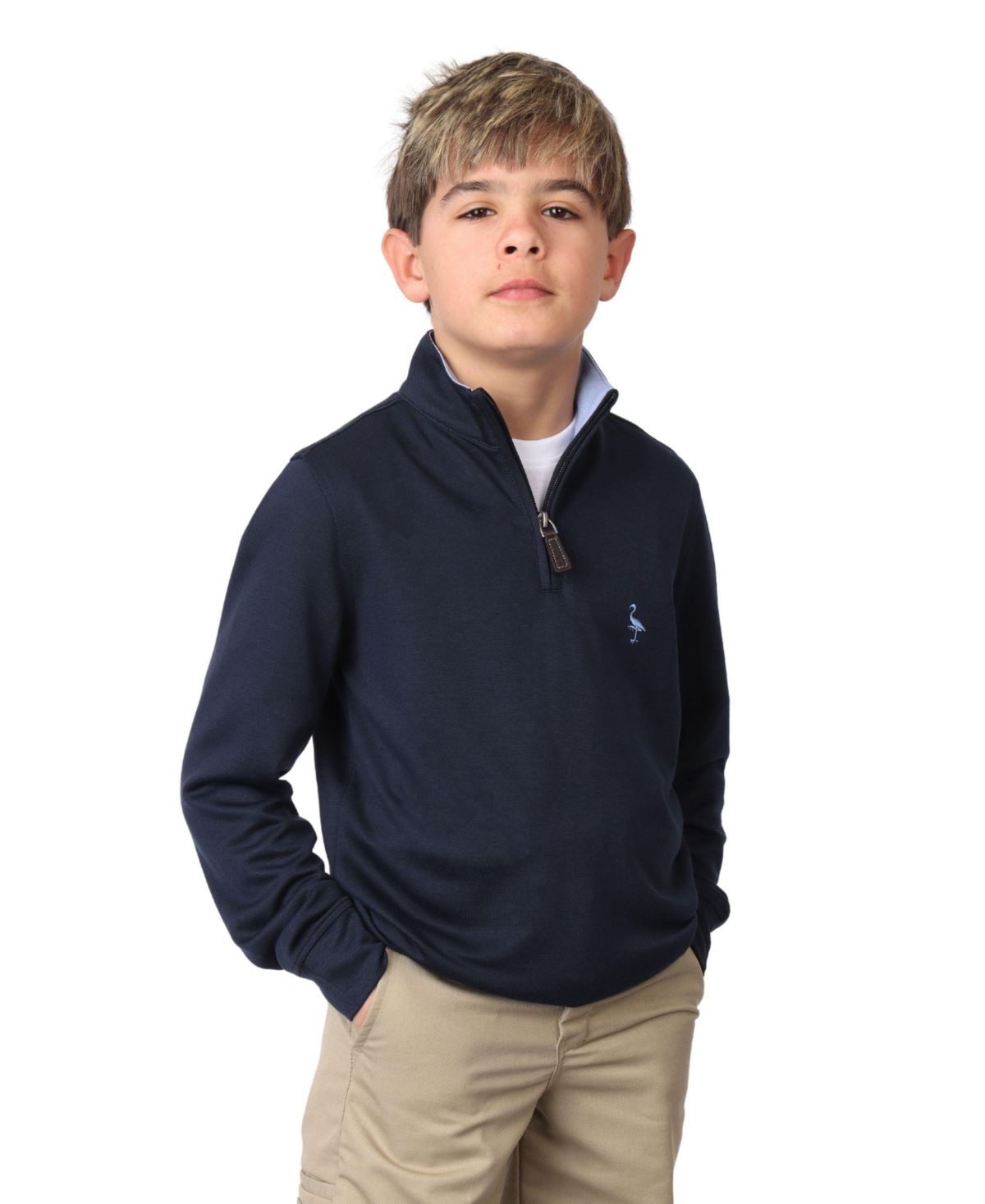 Click here for TailorByrd Boys Modal Quarter Zip - Navy prices