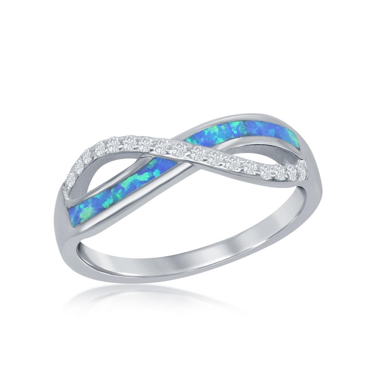 Click here for Sterling Silver Cz and Blue Inlay Synthetic Opal I... prices